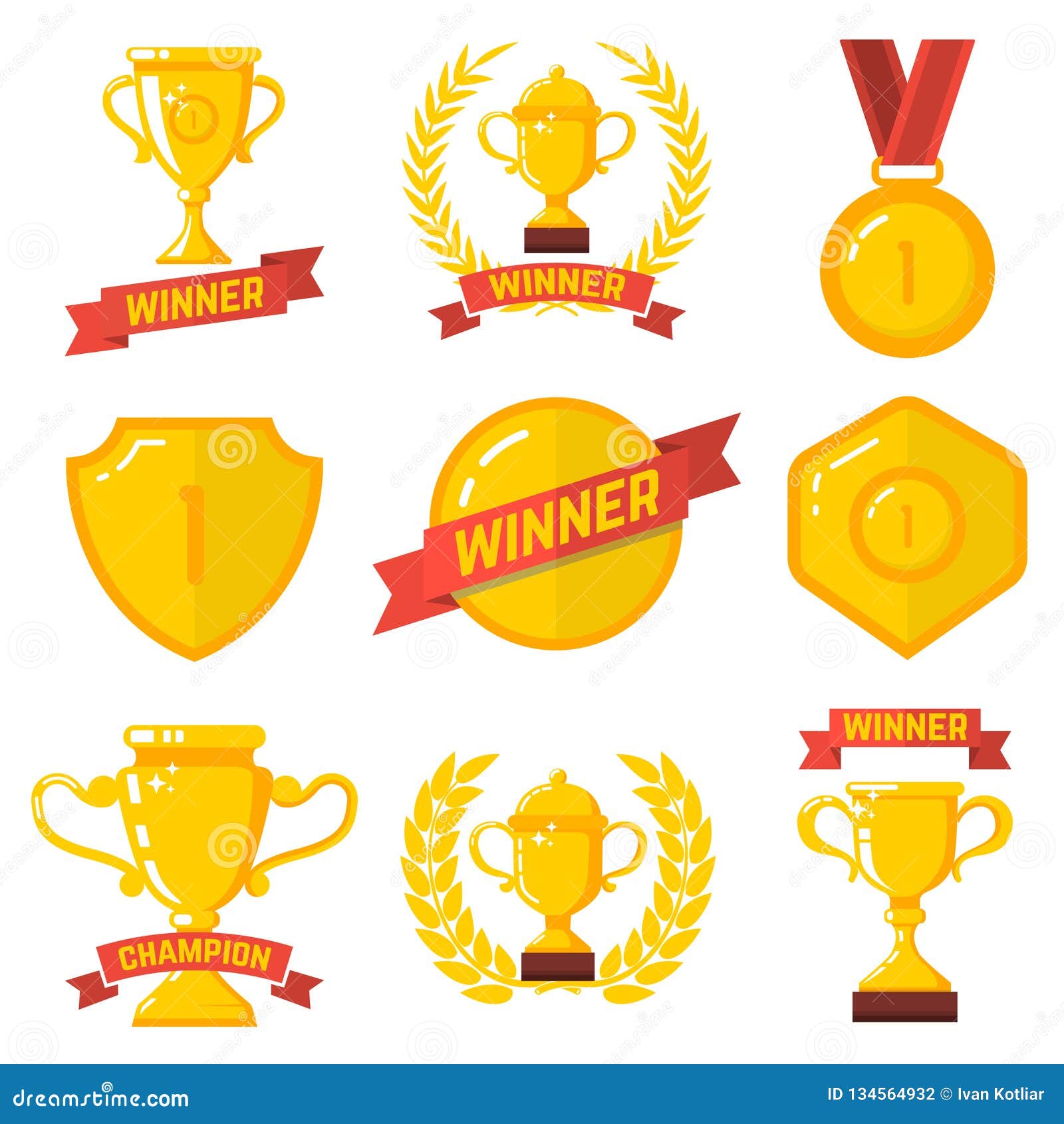 Set of Winner Emblems in Flat Style. Design Element for Logo, Label ...