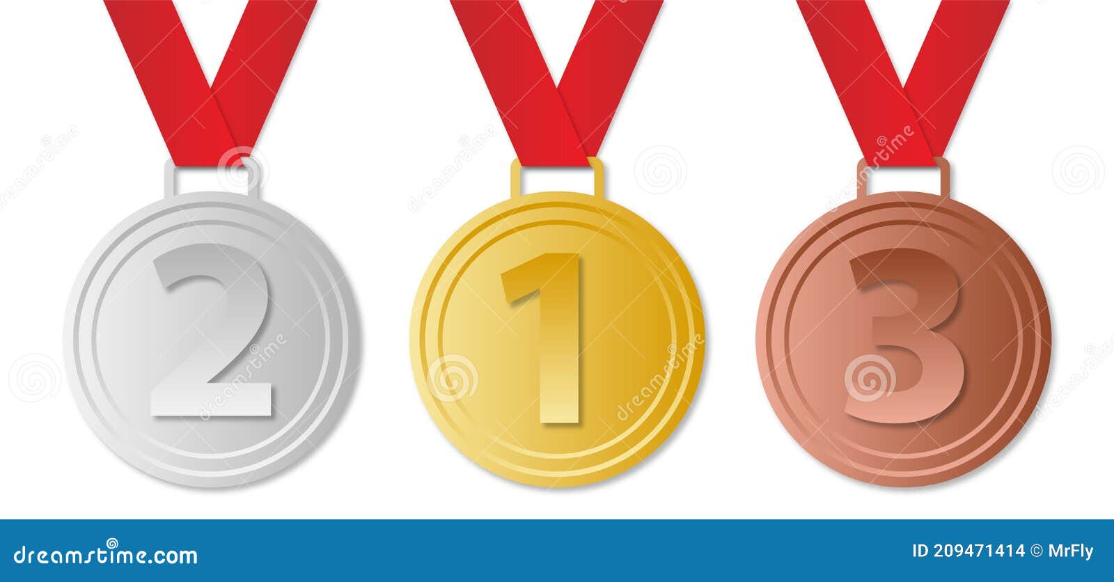 Set of Winner Medals with Ribbon, Vector Image Stock Vector ...