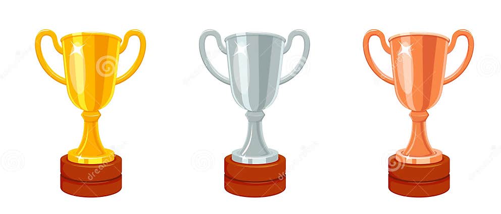 Set of Winners Cups. Prizes for First, Second and Third Place Stock ...