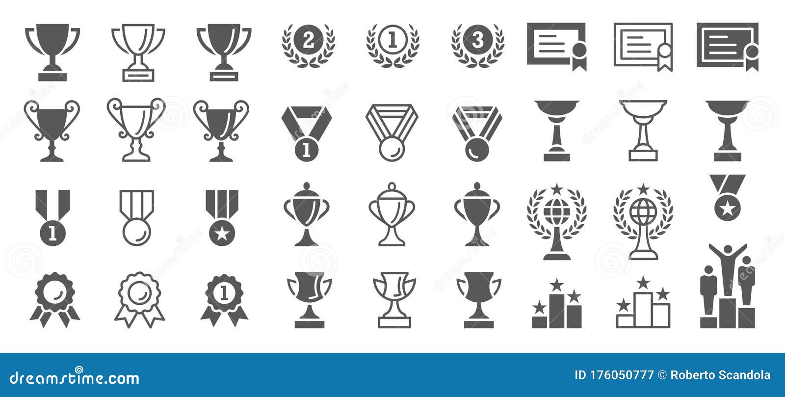 Set of Winning Vector Icons Stock Vector - Illustration of vector ...