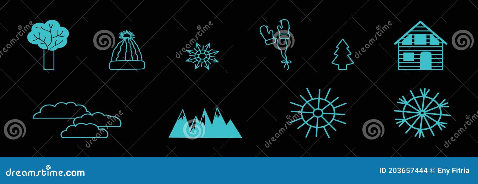 Set of Winter Cartoon Icon Design Template with Various Models. Vector ...