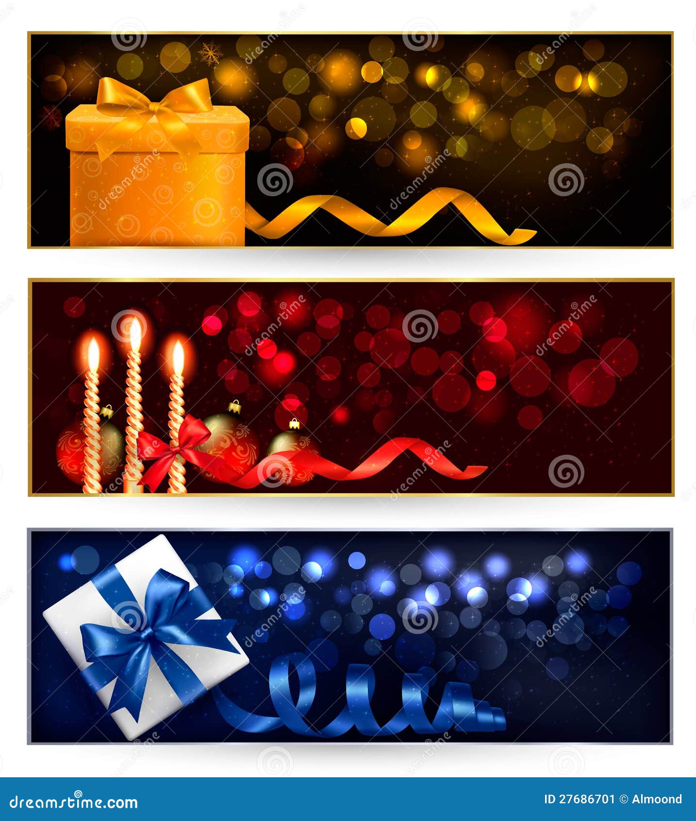 Set of Winter Christmas Banners with Gift Boxes Stock Vector ...