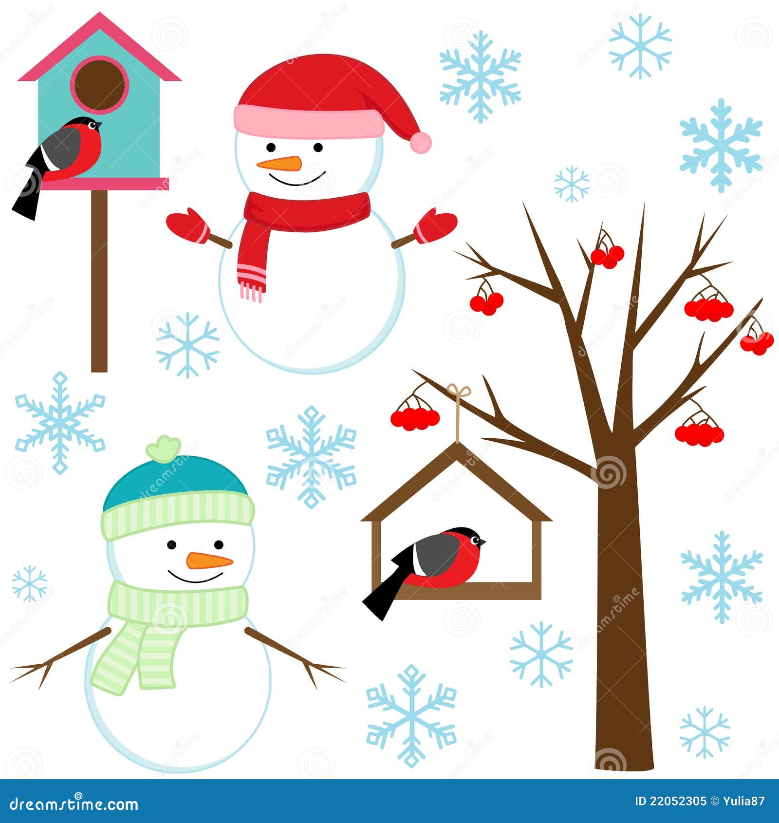 Set of winter elements stock vector. Illustration of cold - 22052305