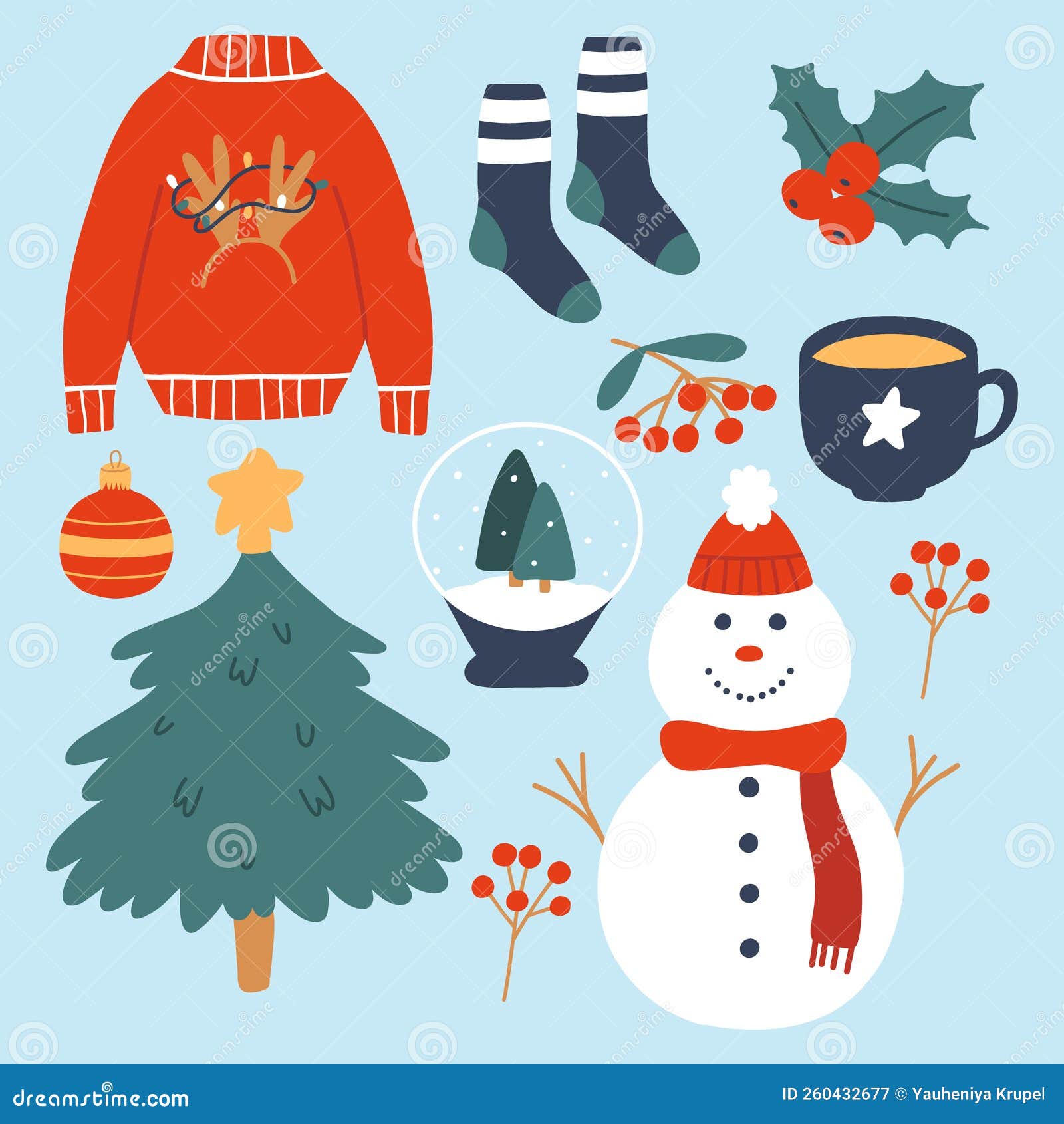 Set of Winter Elements. Collection of Winter Objects Stock Vector ...