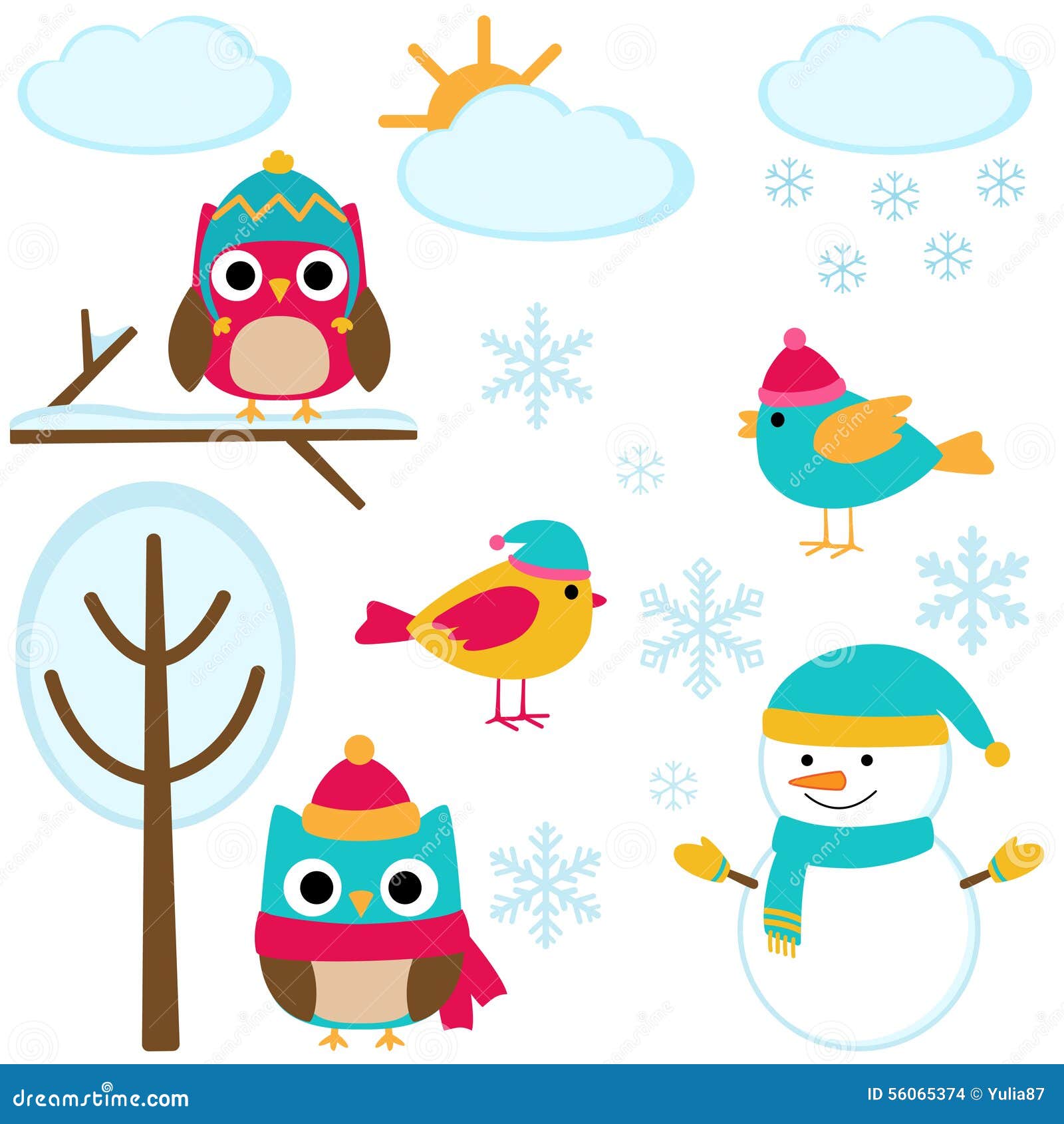 Set of winter elements stock vector. Illustration of cloud - 56065374