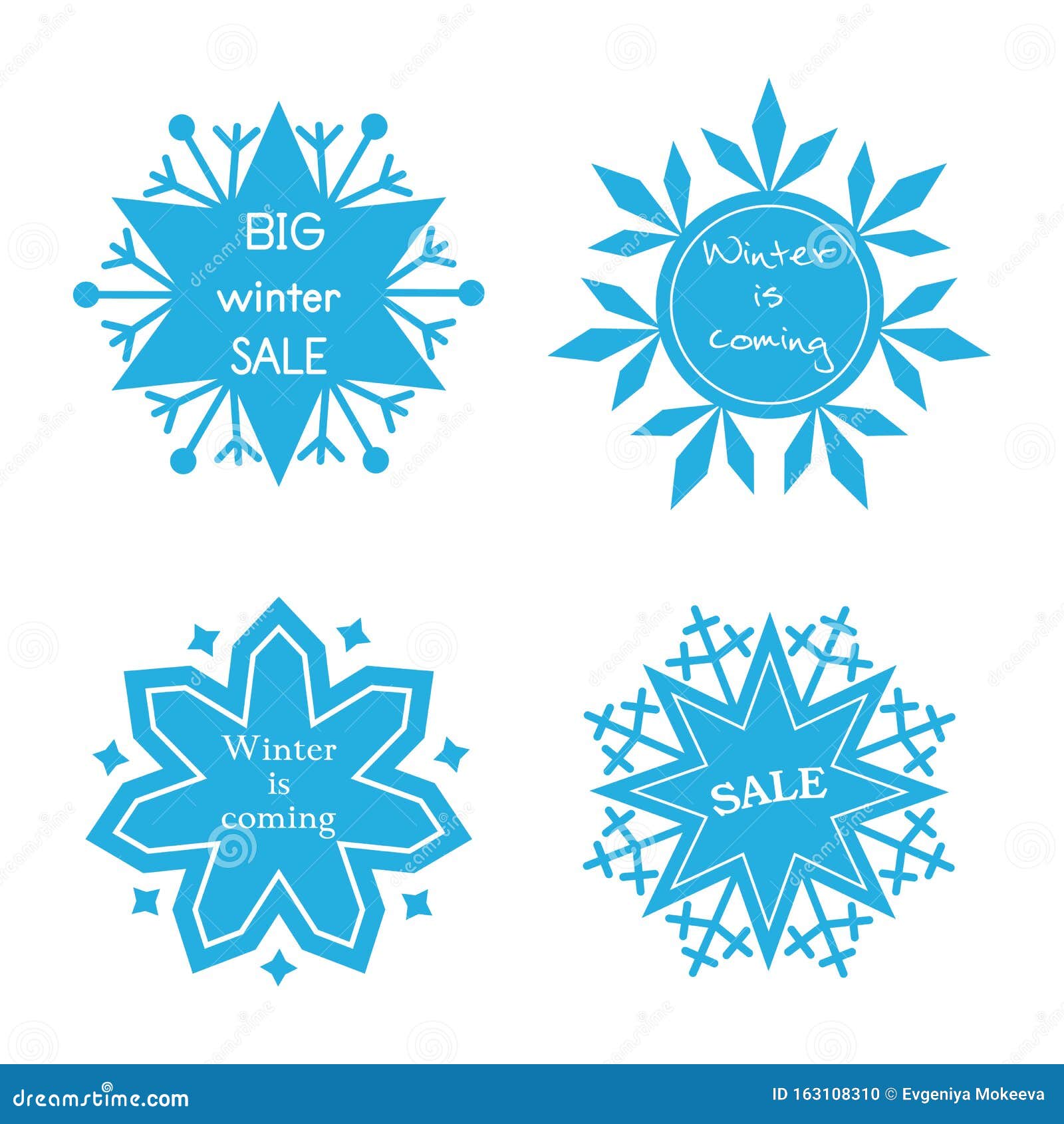 Set of Winter Emblems in the Form of Snowflakes Stock Vector ...