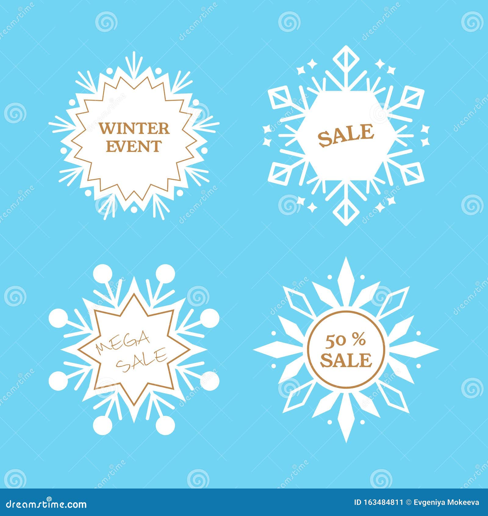 Set of Winter Emblems in the Form of Snowflakes Stock Vector ...