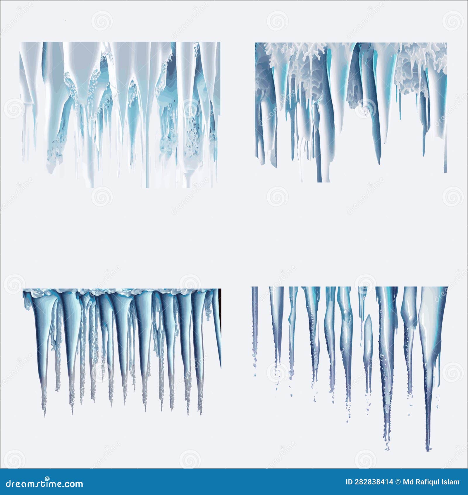 Set of Winter Icicles. Vector Illustration. Frosty Patterns. Stock ...