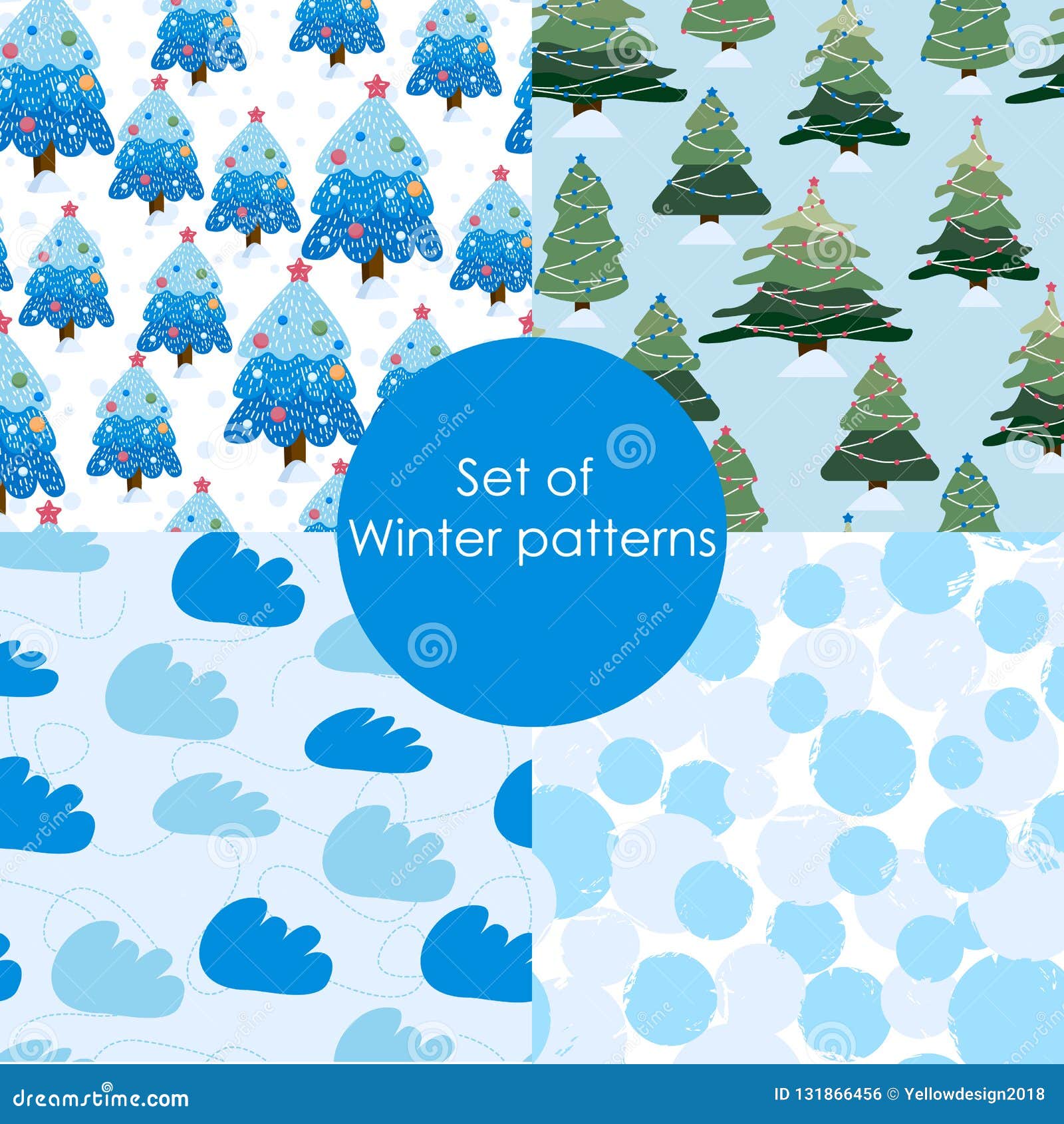 Set of Winter Patterns. Seamless Christmas Pattern Stock Illustration ...