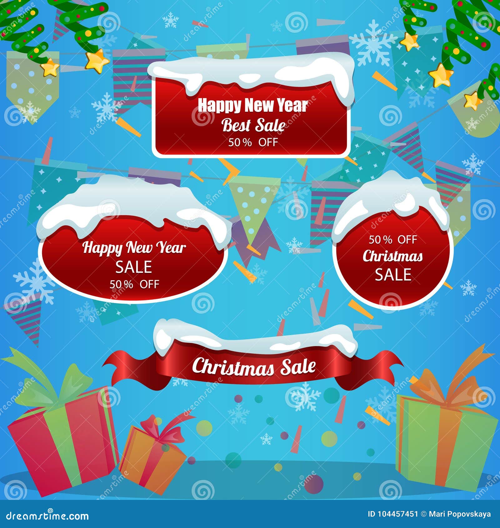 Set of Winter Promotion Design Template Stock Vector - Illustration of ...