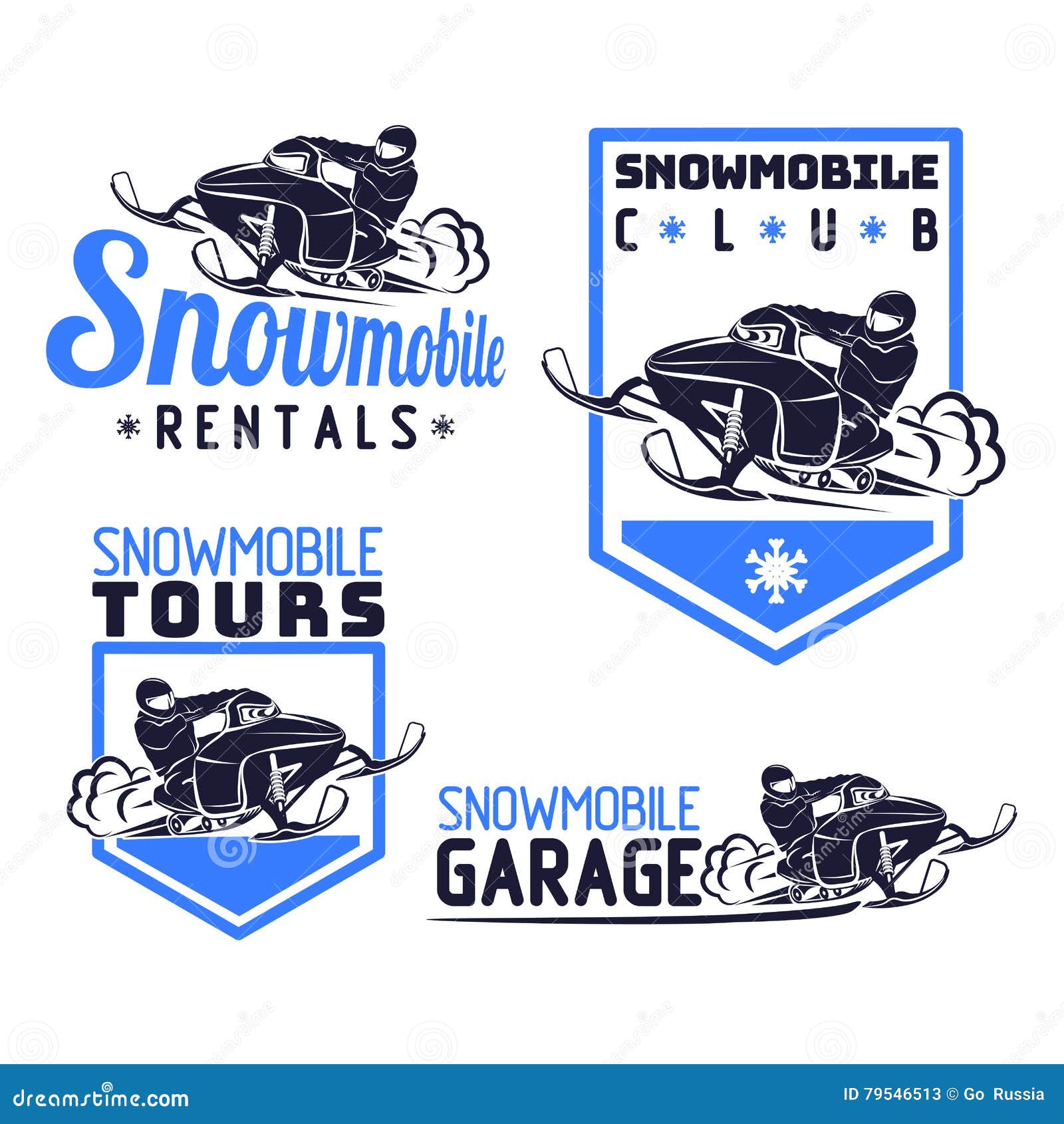 Set of Winter Snowmobile Emblems, Badges and Icons. Stock Vector ...