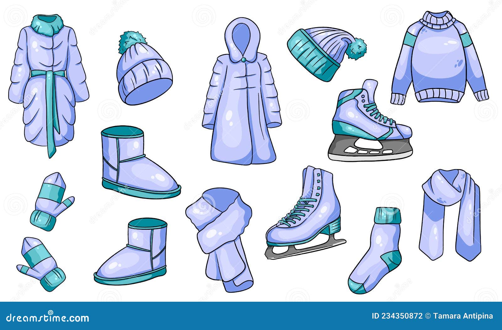 A Set of Winter Things. Collection of Warm Clothes Stock Vector ...