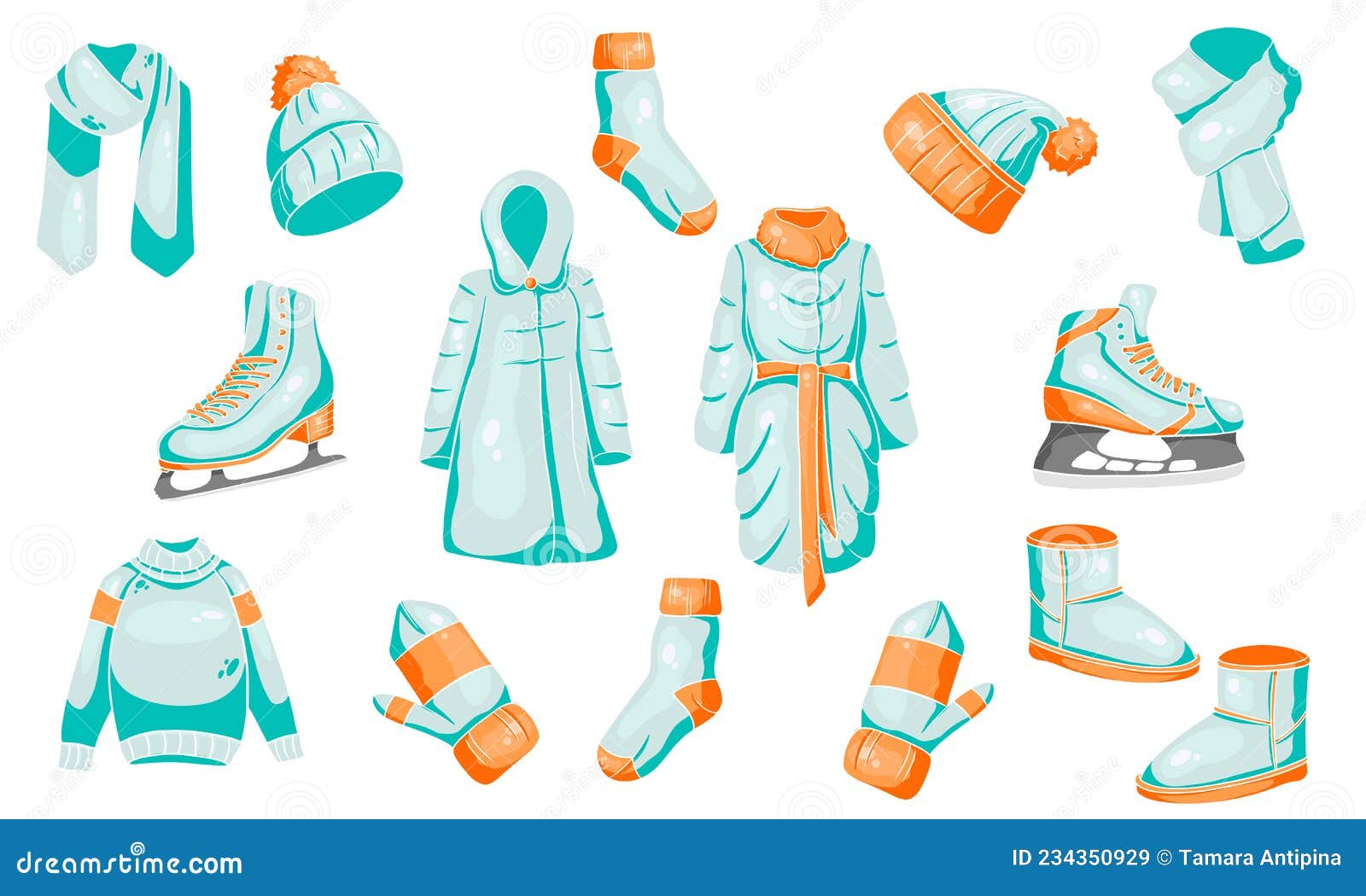 A Set of Winter Things. Collection of Warm Clothes Stock Vector ...