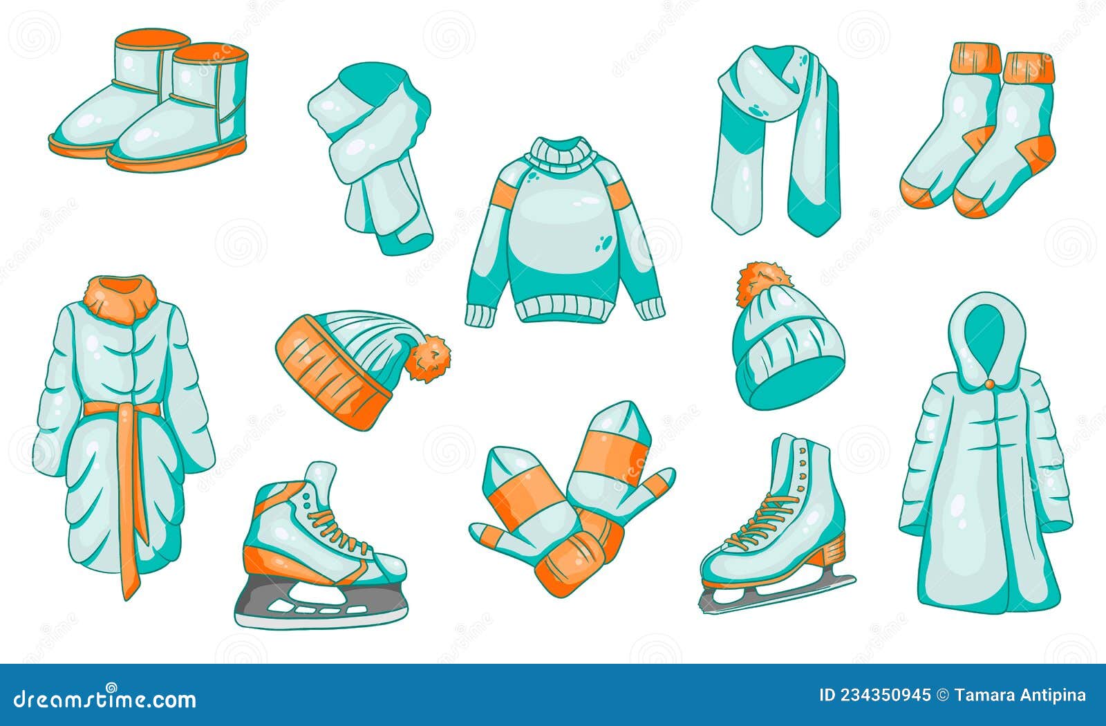 A Set of Winter Things. Collection of Warm Clothes Stock Vector ...