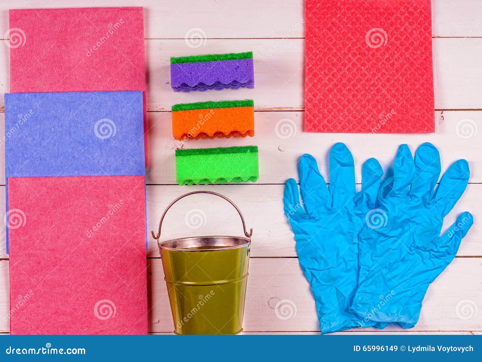A Set of Wipes, Sponges, Buckets for Cleaning. Stock Image - Image of ...
