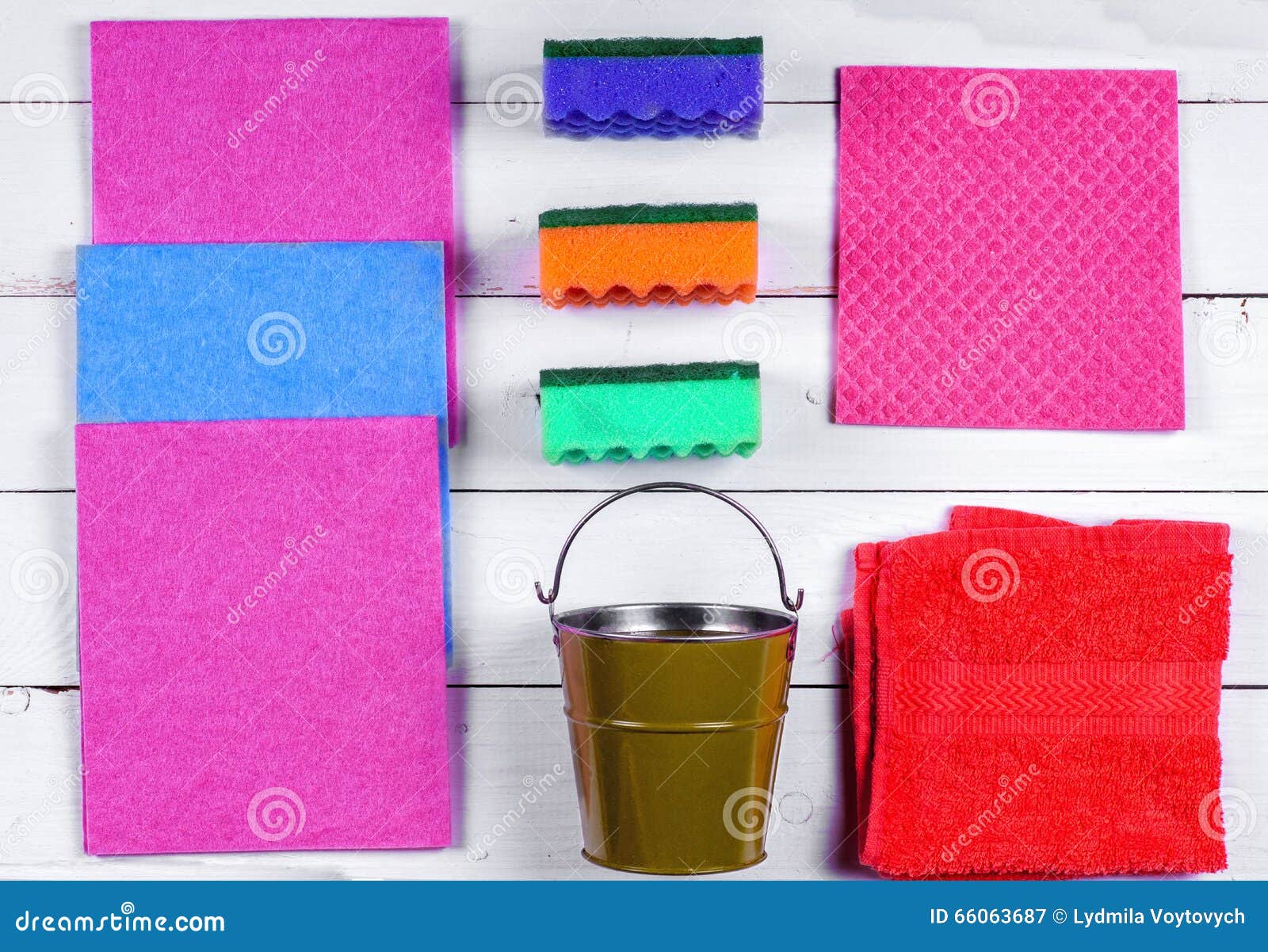 A Set of Wipes, Sponges, Buckets for Cleaning. Stock Image - Image of ...