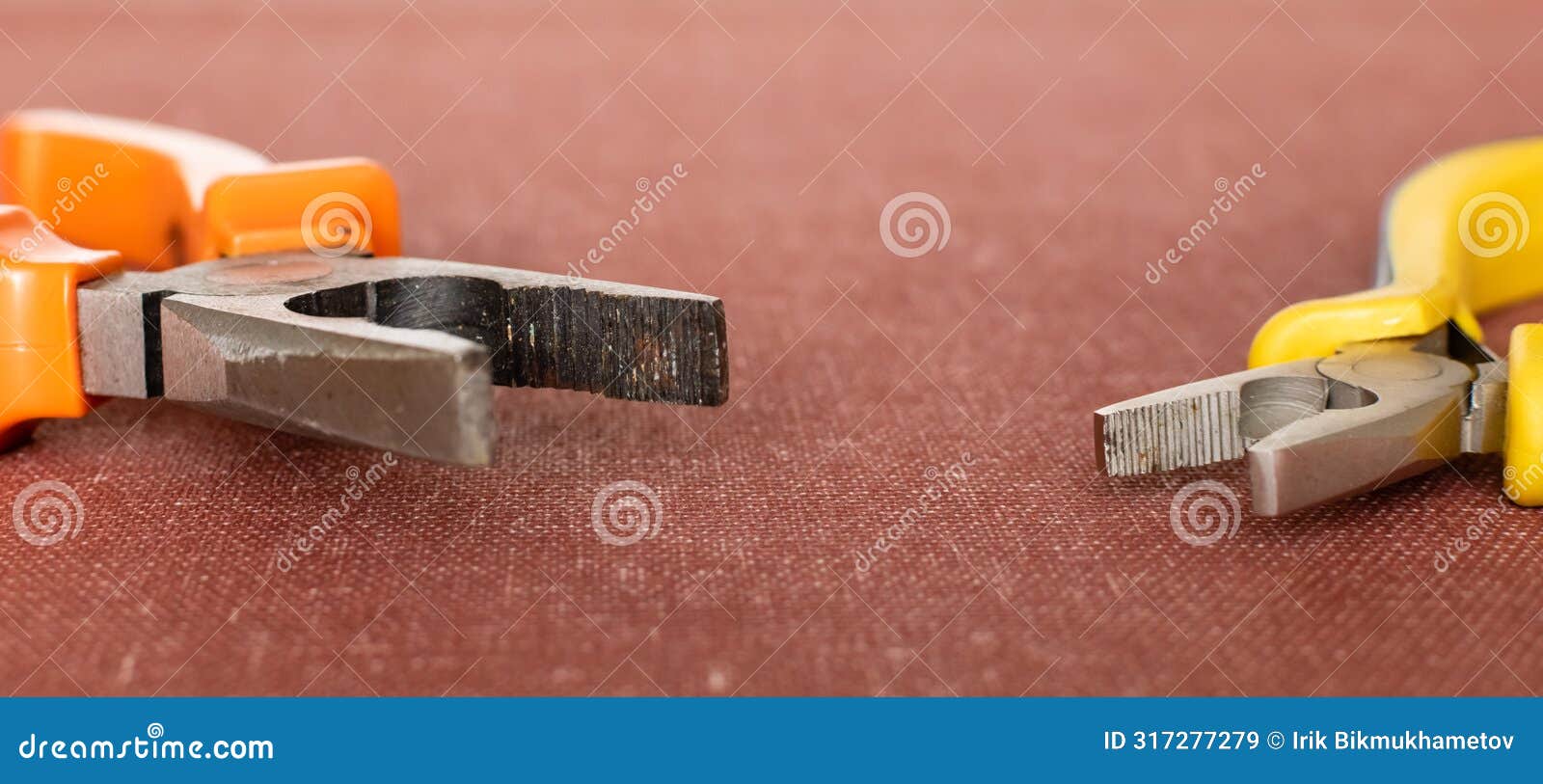 Set of Wire Cutters of Different Sizes on Workbench Background Stock ...