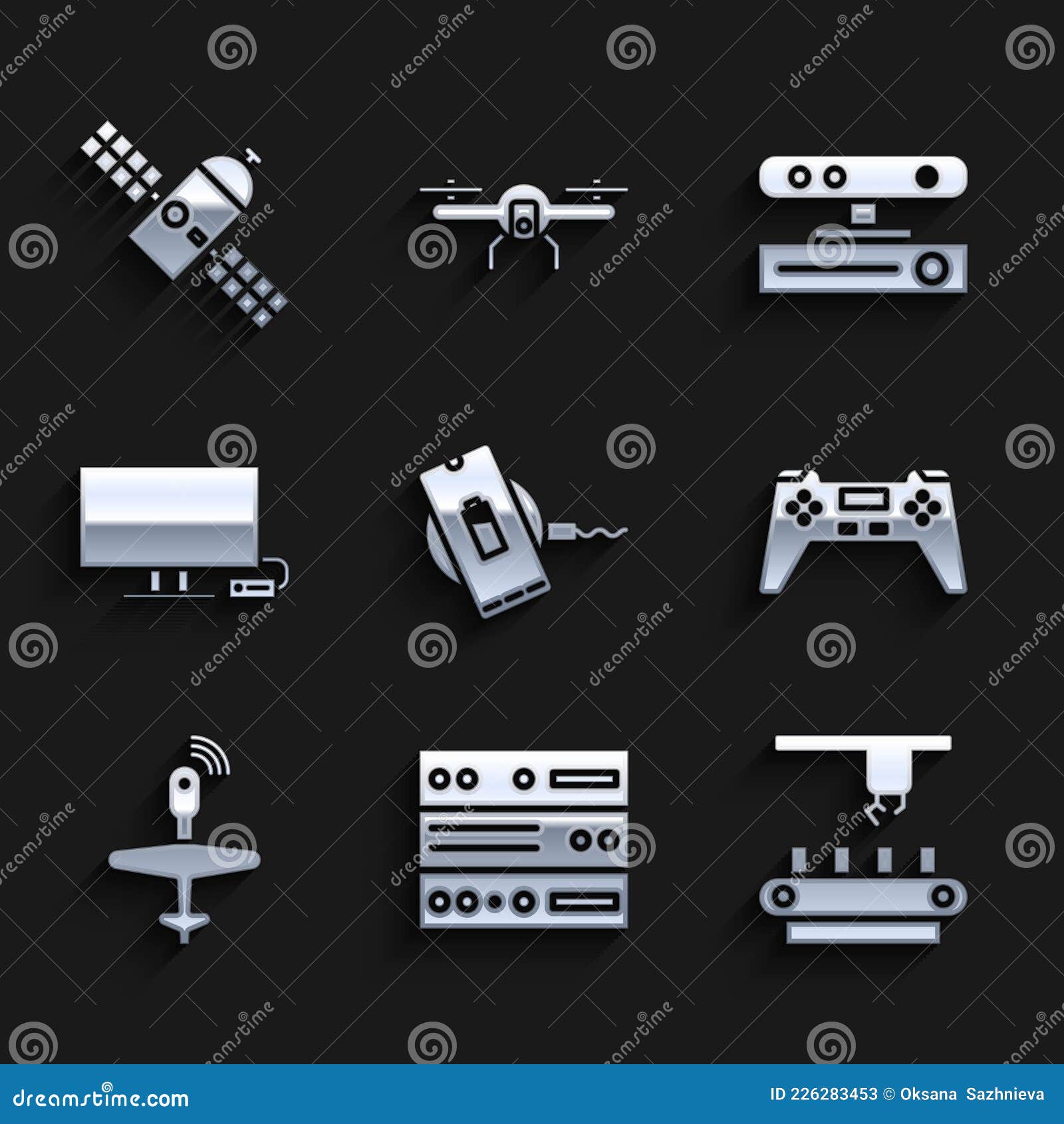 Set Wireless Charger, Server, Data, Web Hosting, Factory Conveyor ... Set Wireless Charger, Server, Data, Web Hosting, Factory Conveyor ...