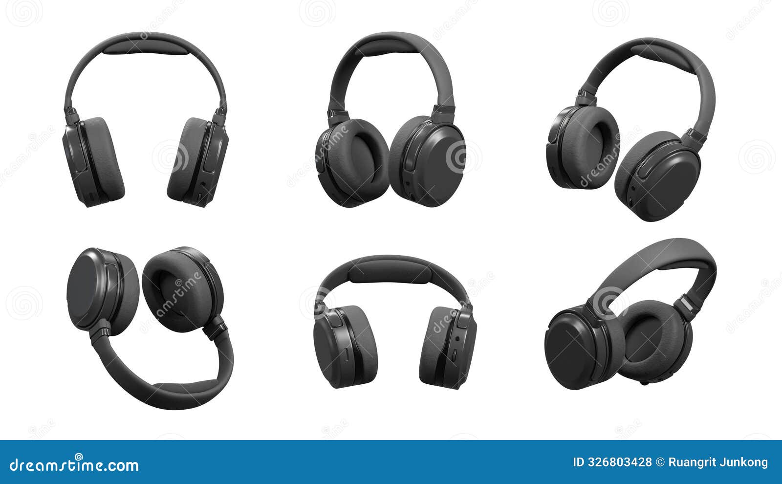 Set of Wireless Headset from Different Angles, Clipping Path, 3d Render ...