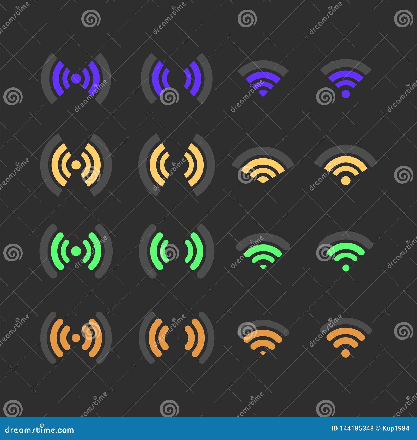 Set of Wireless Icons, Vector Illustration Stock Vector - Illustration ...