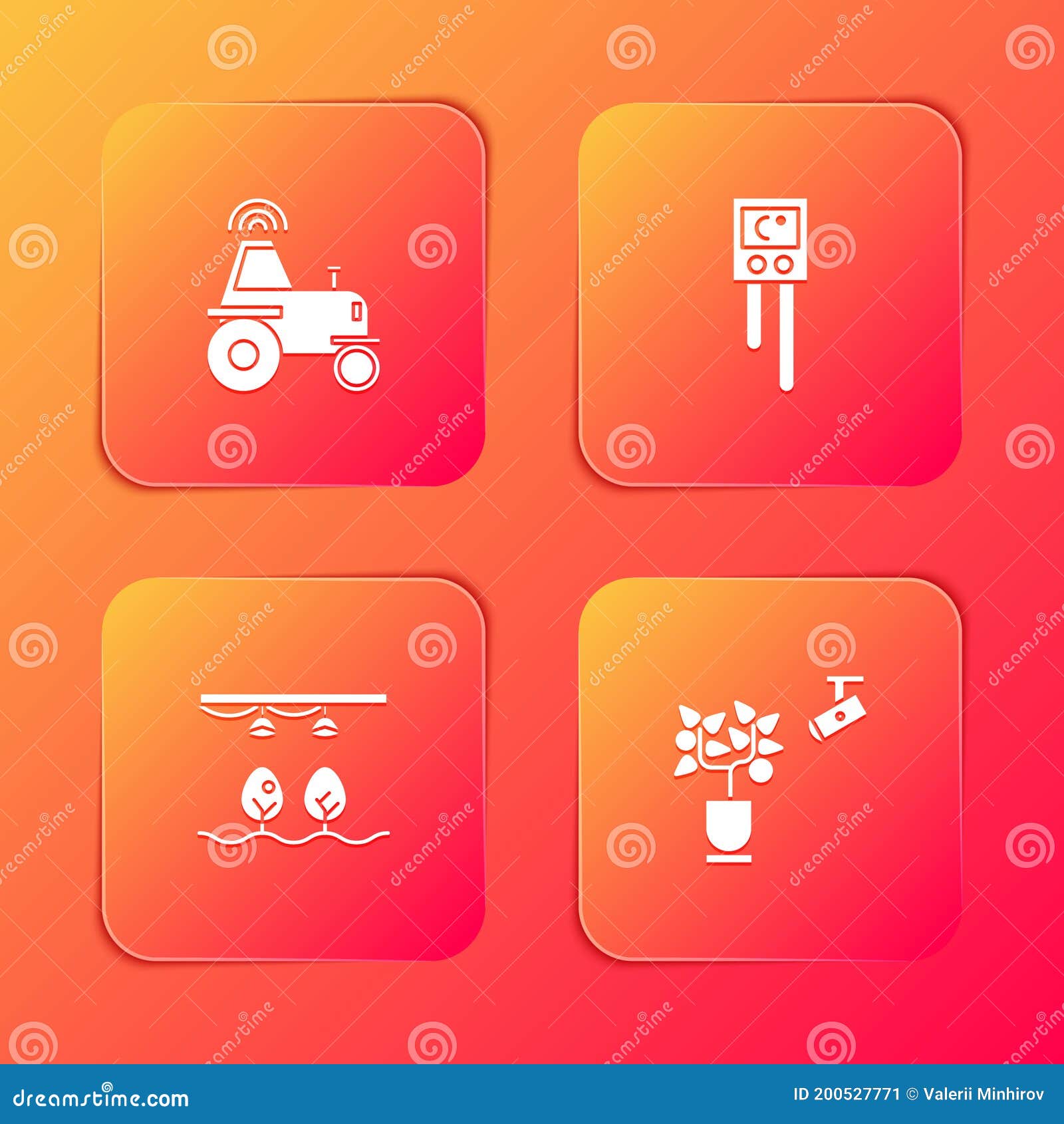 Set Wireless Tractor On Smart Farm, Temperature And Humidity Sensor ...