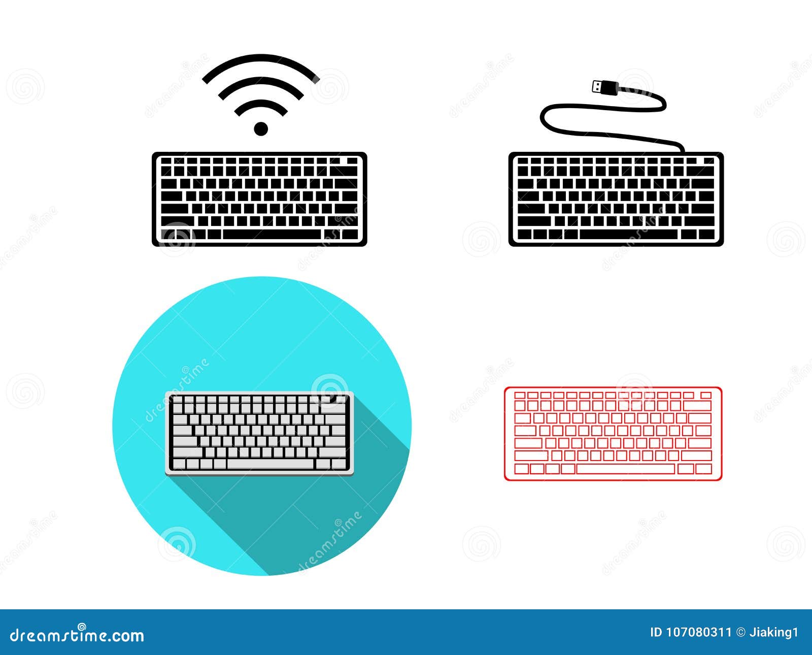 Set of Wireless and USB Keyboard Icons, Vector Stock Vector ...