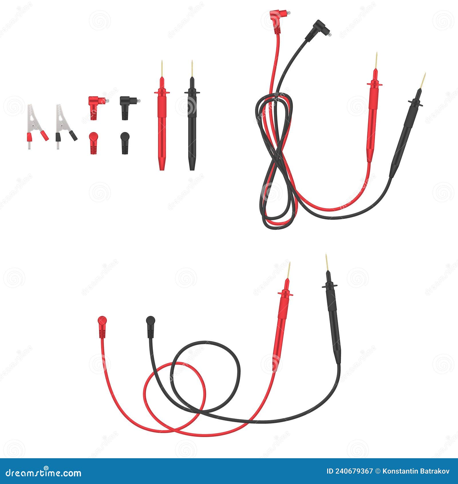 Set of Wires with Probes for Multimeter. Stock Vector - Illustration of ...