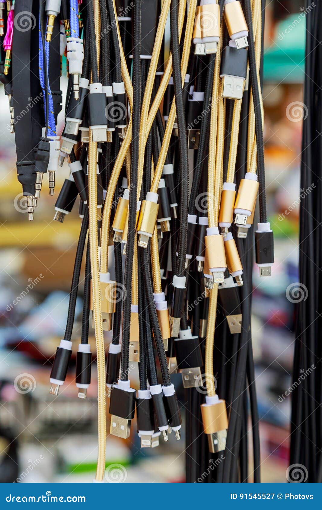 Set of Wires To Computer Technics Stock Image - Image of computer ...