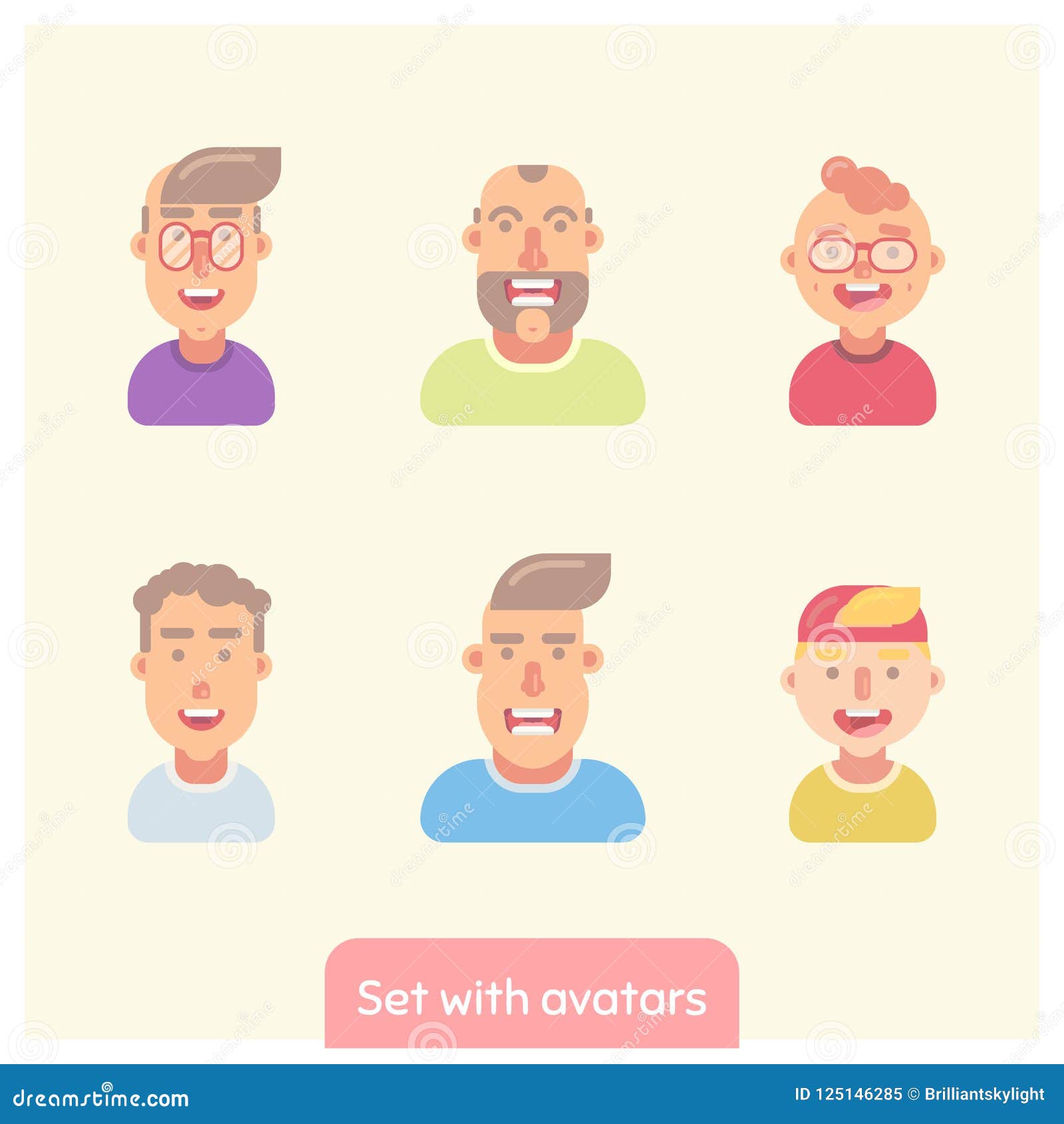 Set Wit Flat Avatars with People Stock Vector - Illustration of design ...