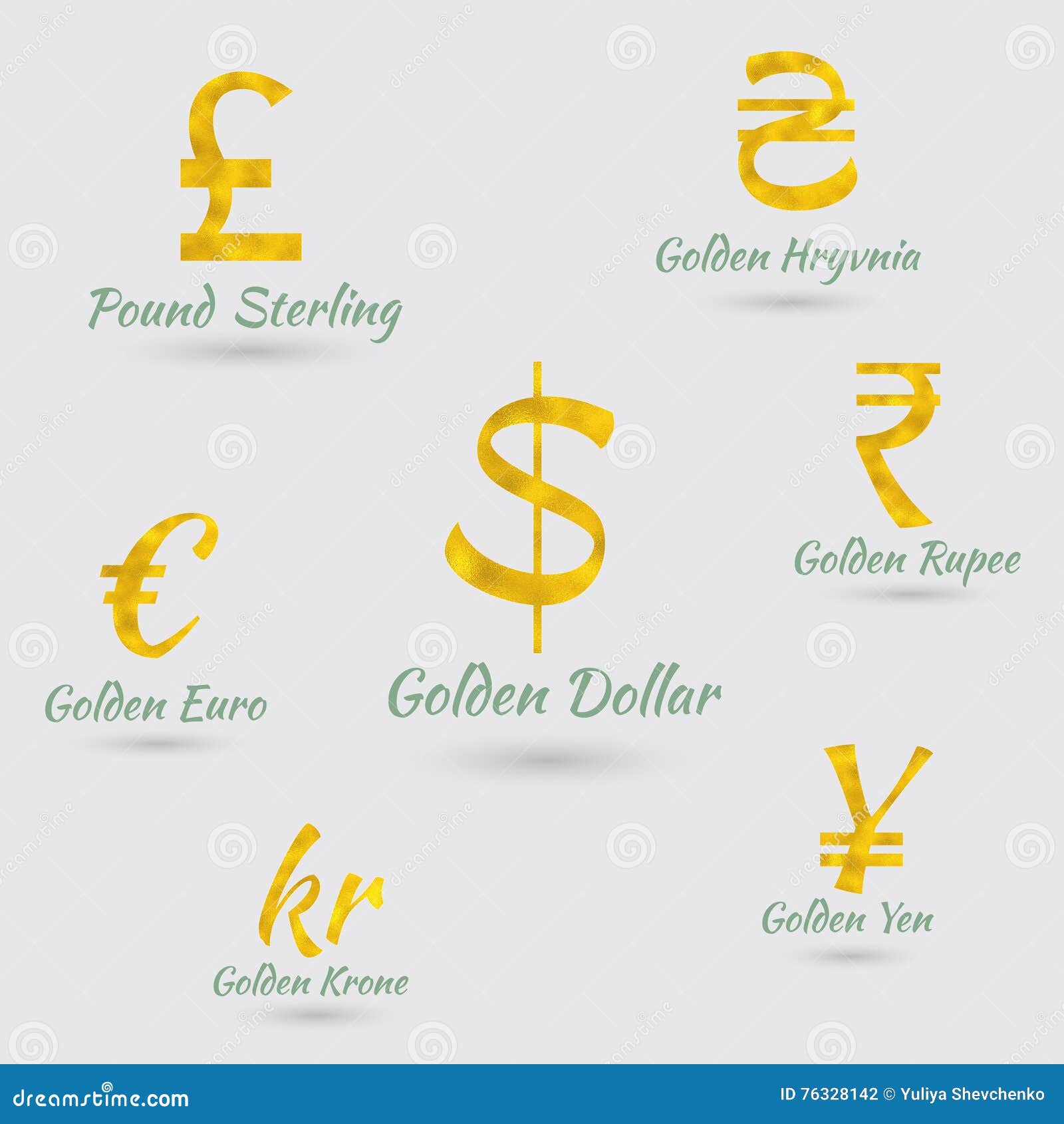 Set Wit Seven Popular World Currencies Stock Vector - Illustration of ...