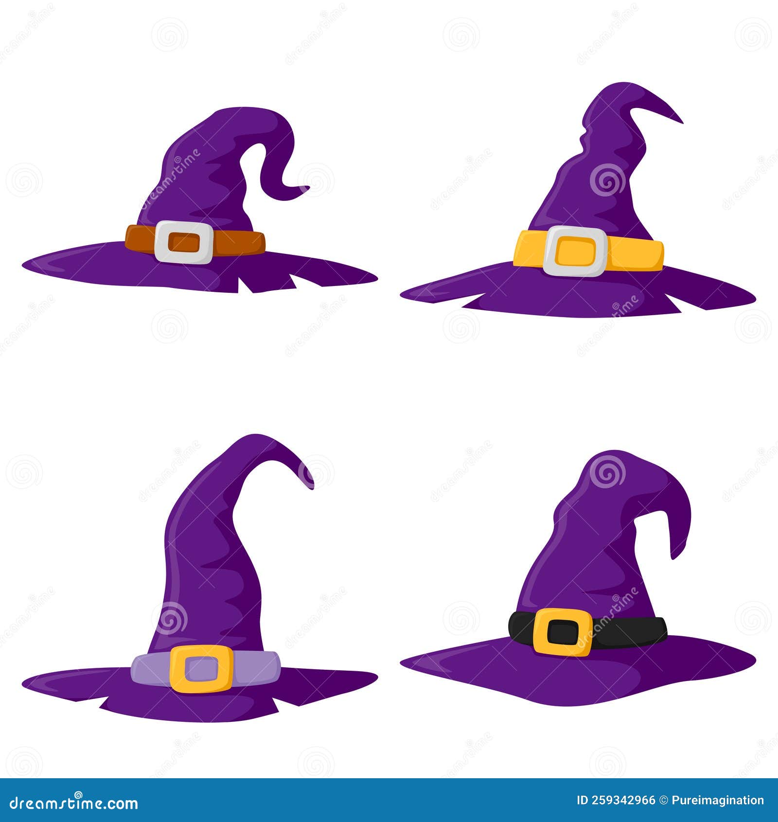 Set of Wizard Hat Isolated on White Background Stock Vector ...