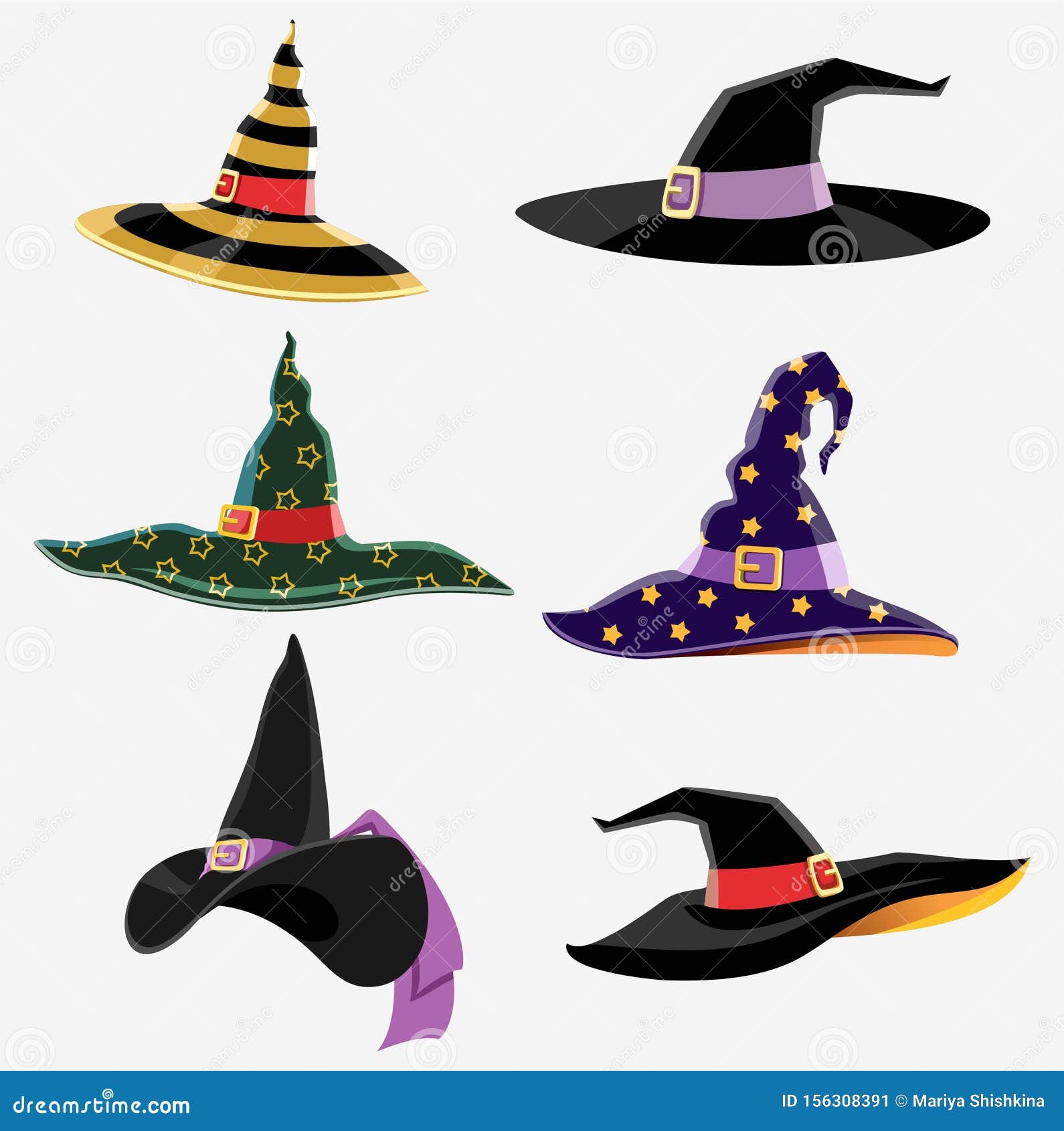 Set of Wizard Hats on a White Background. Hats of the Wizard. Stock ...