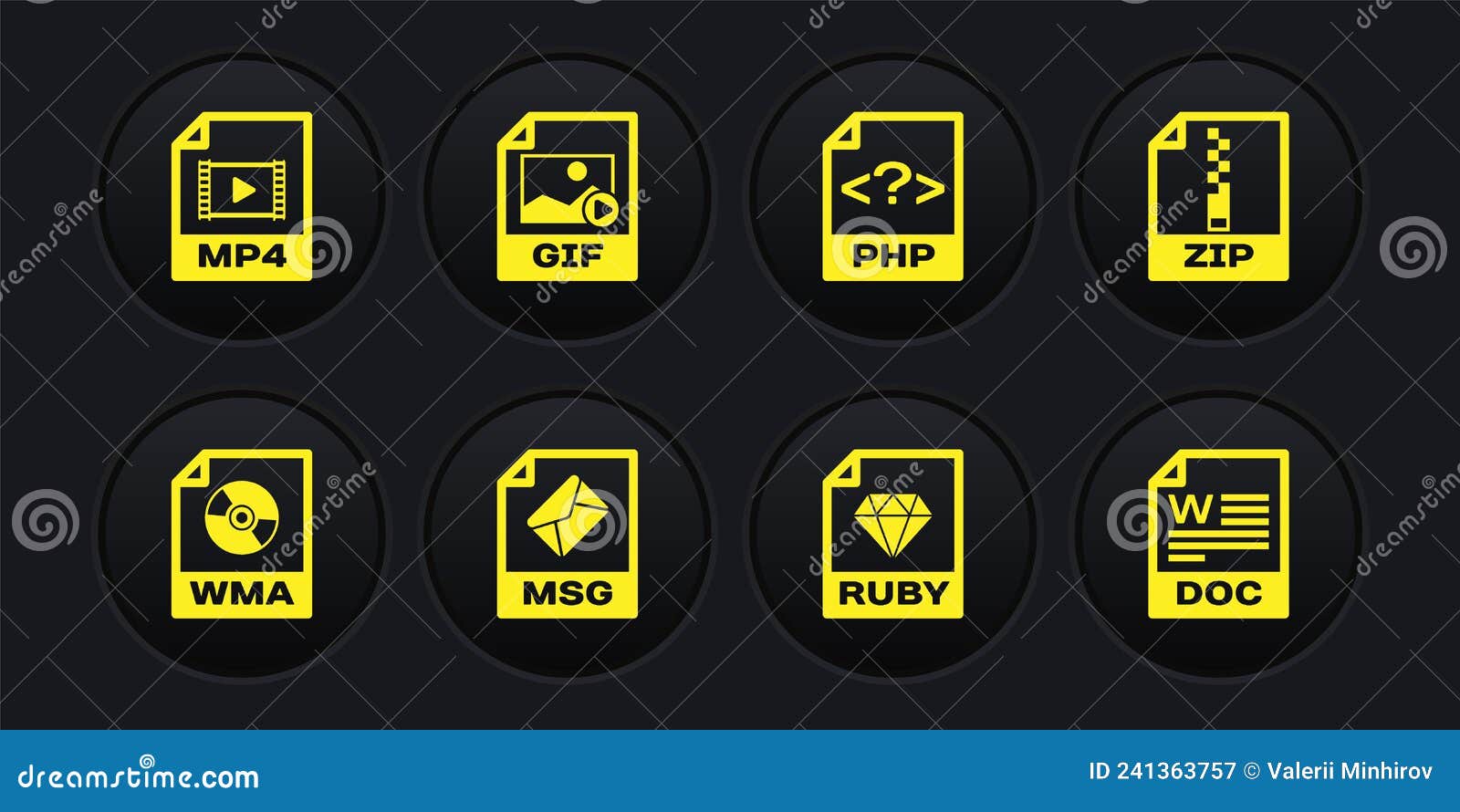 Set Wma File Document Zip Msg Ruby Php Y Icono Gif. Vector Ilustración ... Set Wma File Document Zip Msg Ruby Php Y Icono Gif. Vector Ilustración ...