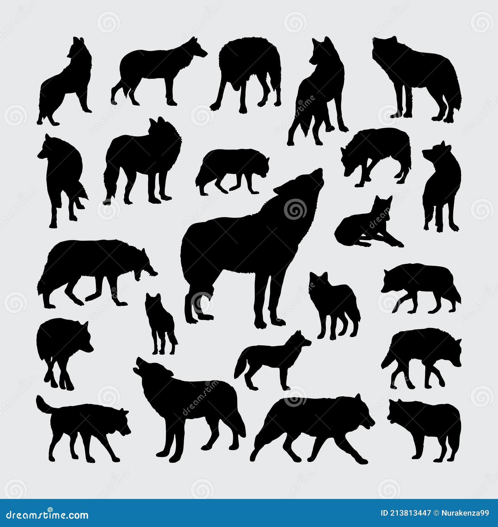 Wolf Silhouette - Grey/gray Wolf Or Timber Wolf Vector Illustration ...