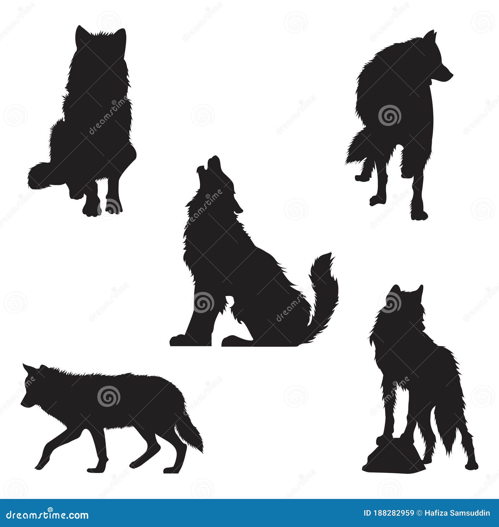 Set of Wolf Silhouettes. Vector Illustration Decorative Design Stock ...