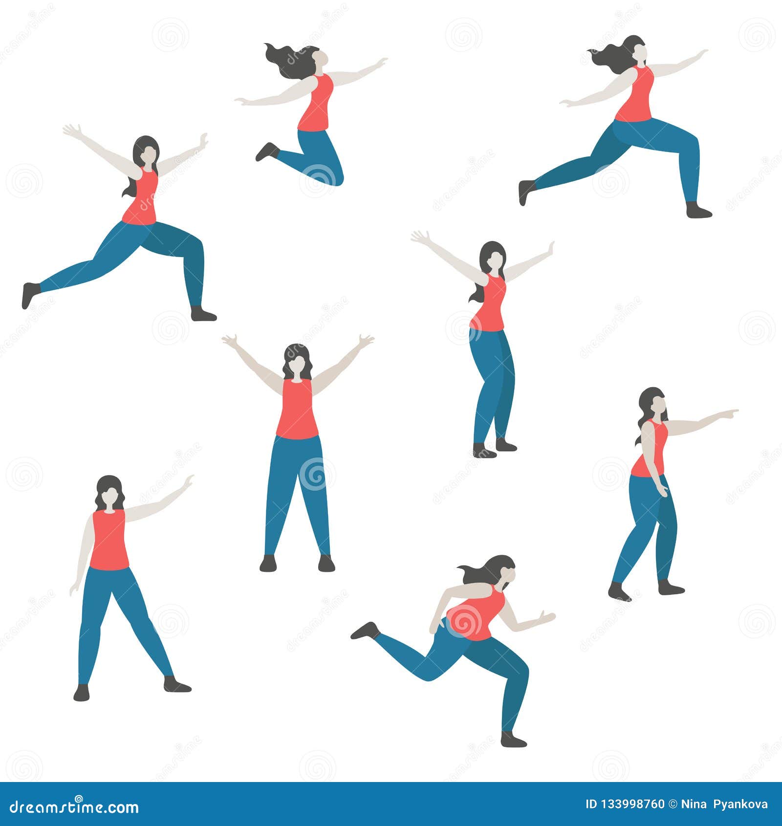 Set of a Woman in Different Poses Stock Vector - Illustration of ...