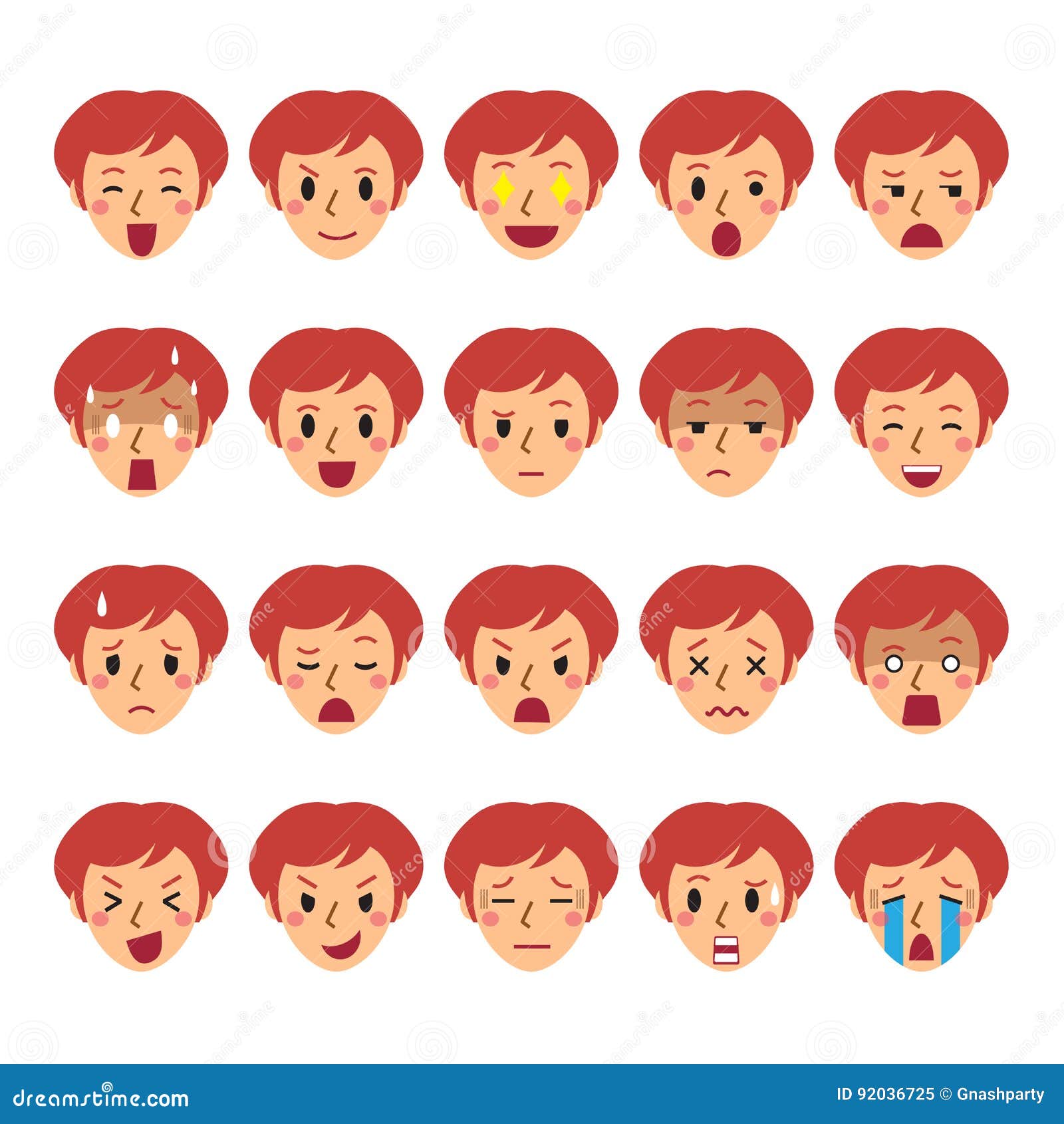 Set of a Woman Faces Showing Different Emotions Stock Vector ...