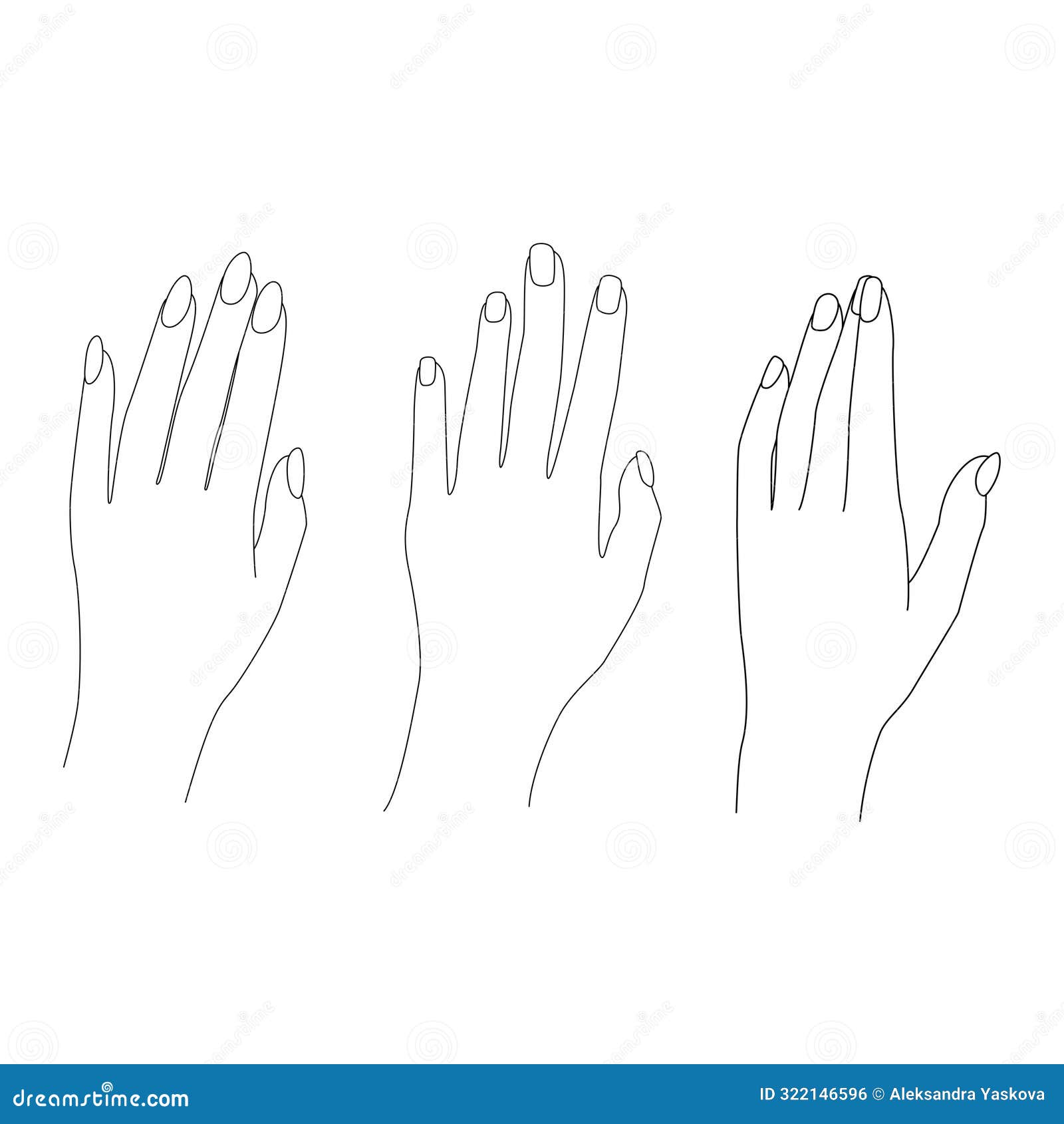 Set Of Woman S Hand In Line Art Style Collection Of Female Hands