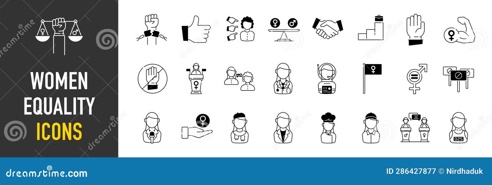 Set Of Women Equality Icons. Cartoon Vector | CartoonDealer.com #286427877