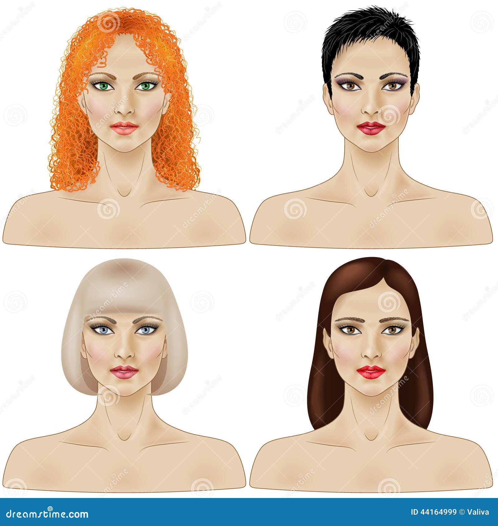 Set of women faces stock vector. Illustration of element - 44164999