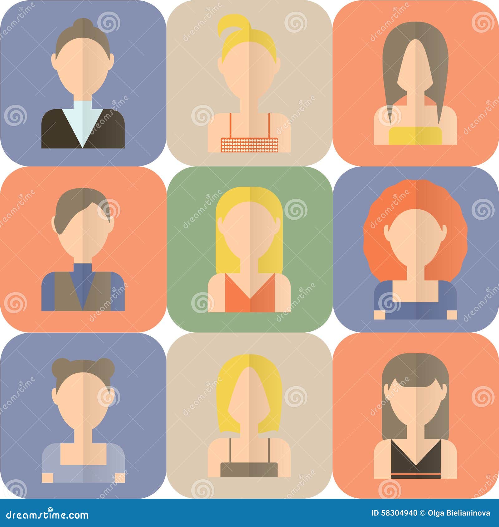 Set of women flat icons. stock vector. Illustration of education - 58304940