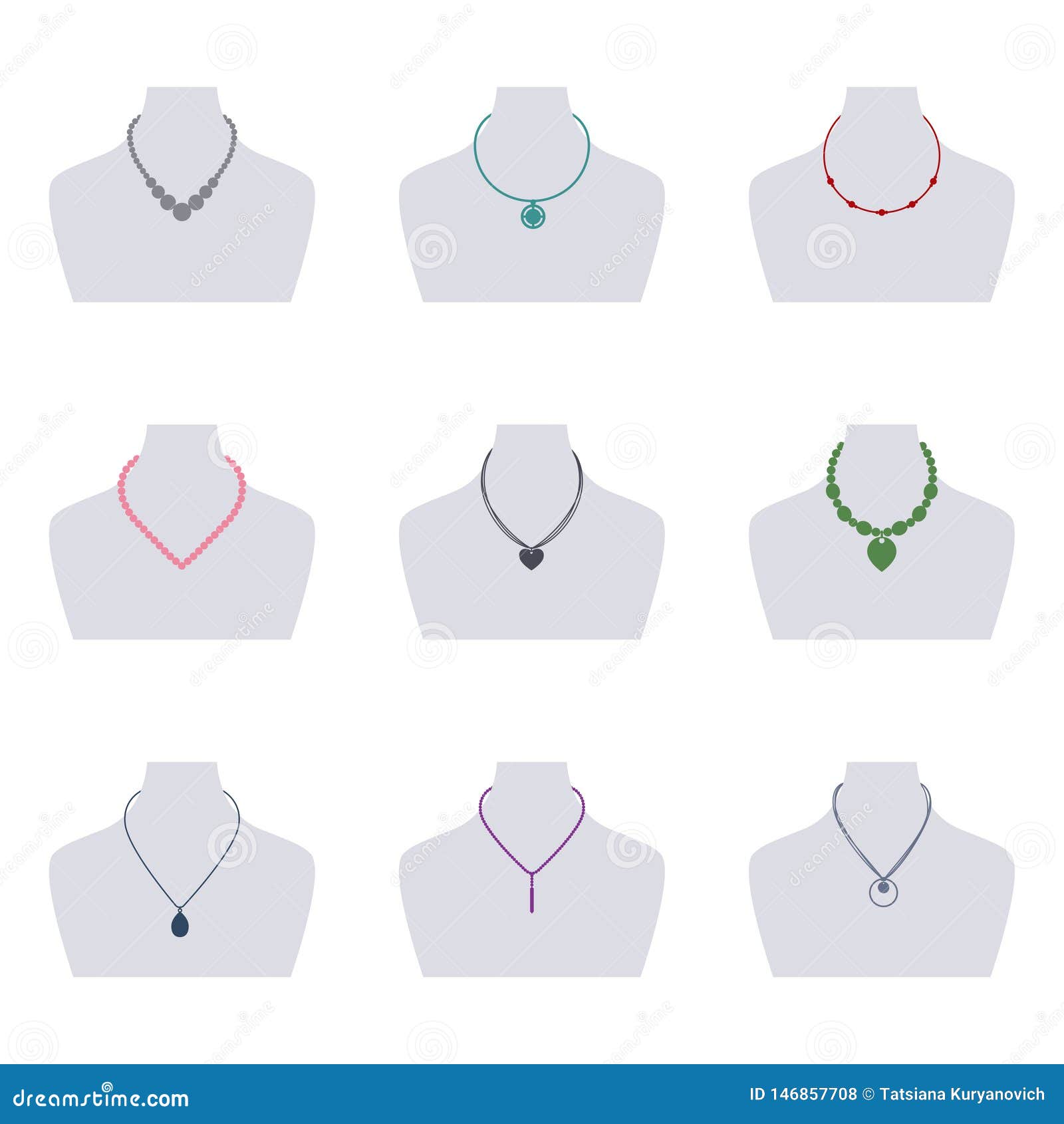 Set of Women`s Necklaces, Vector Illustration Stock Vector ...