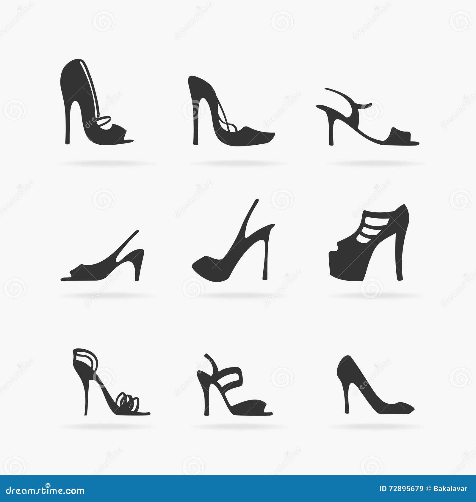 Set of Women Shoes Vector Silhouette Stock Vector - Illustration of ...