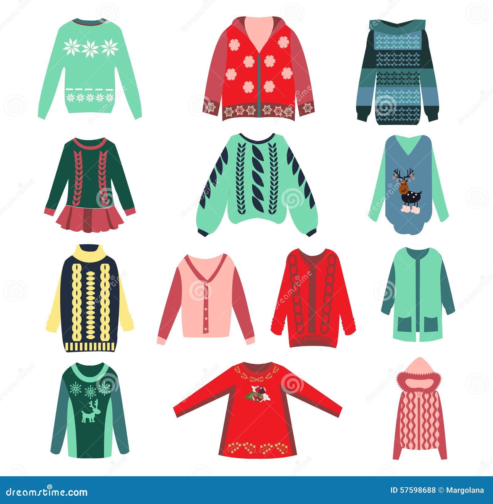 Set of Womens Knitted Sweaters Stock Vector - Illustration of isolated ...