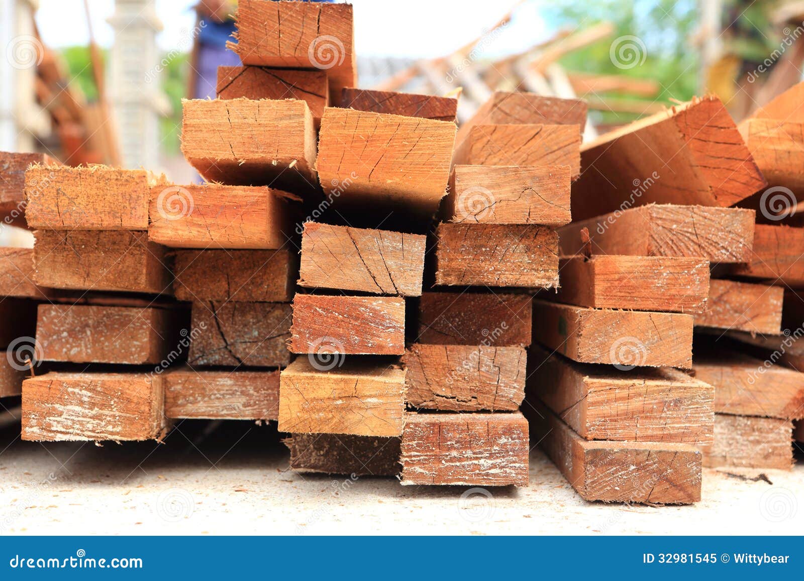 Set of Wood Pine Timber for Construction Building Stock Image - Image ...