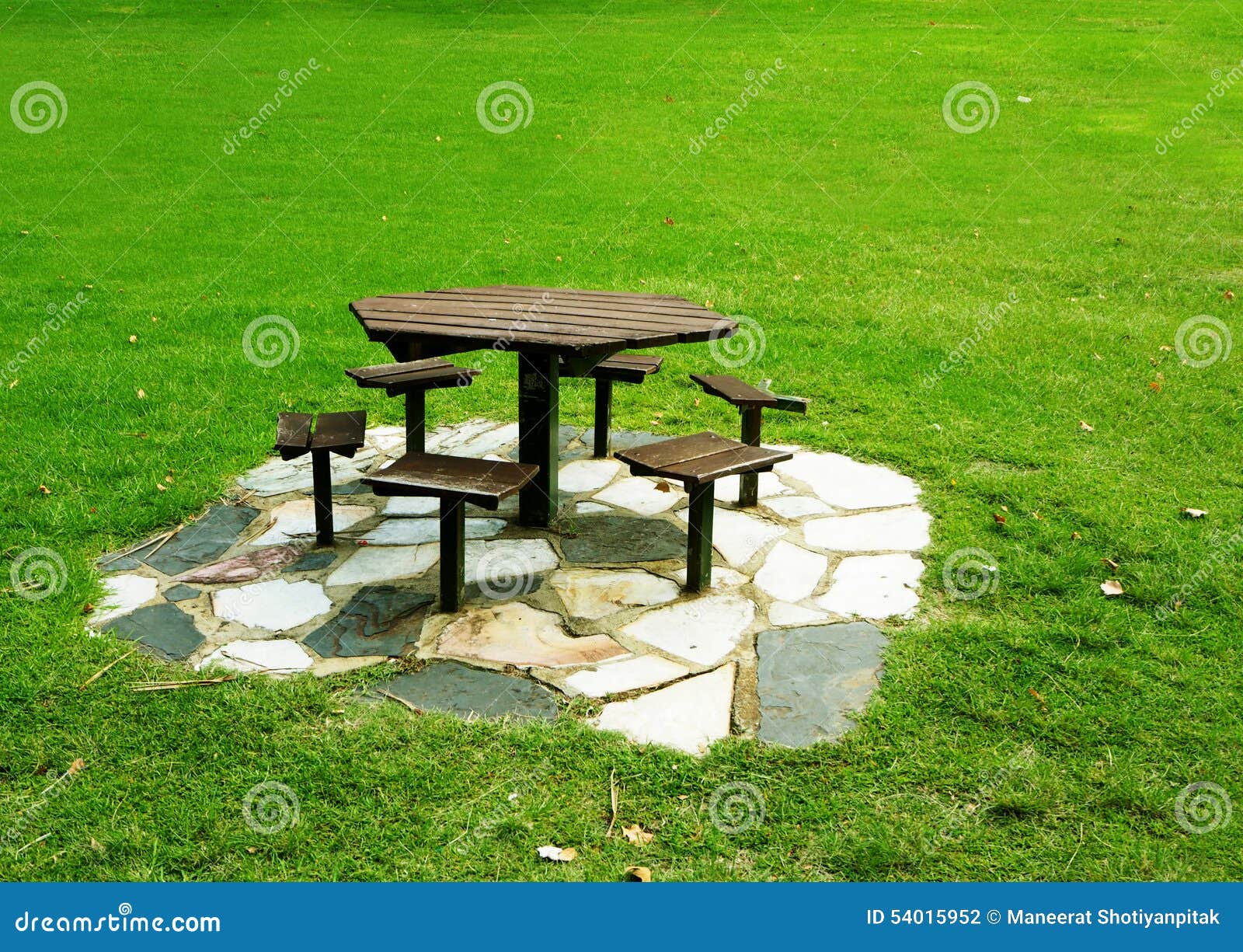 Set of Wood Table in the Park Stock Photo - Image of plastic, tranquil ...