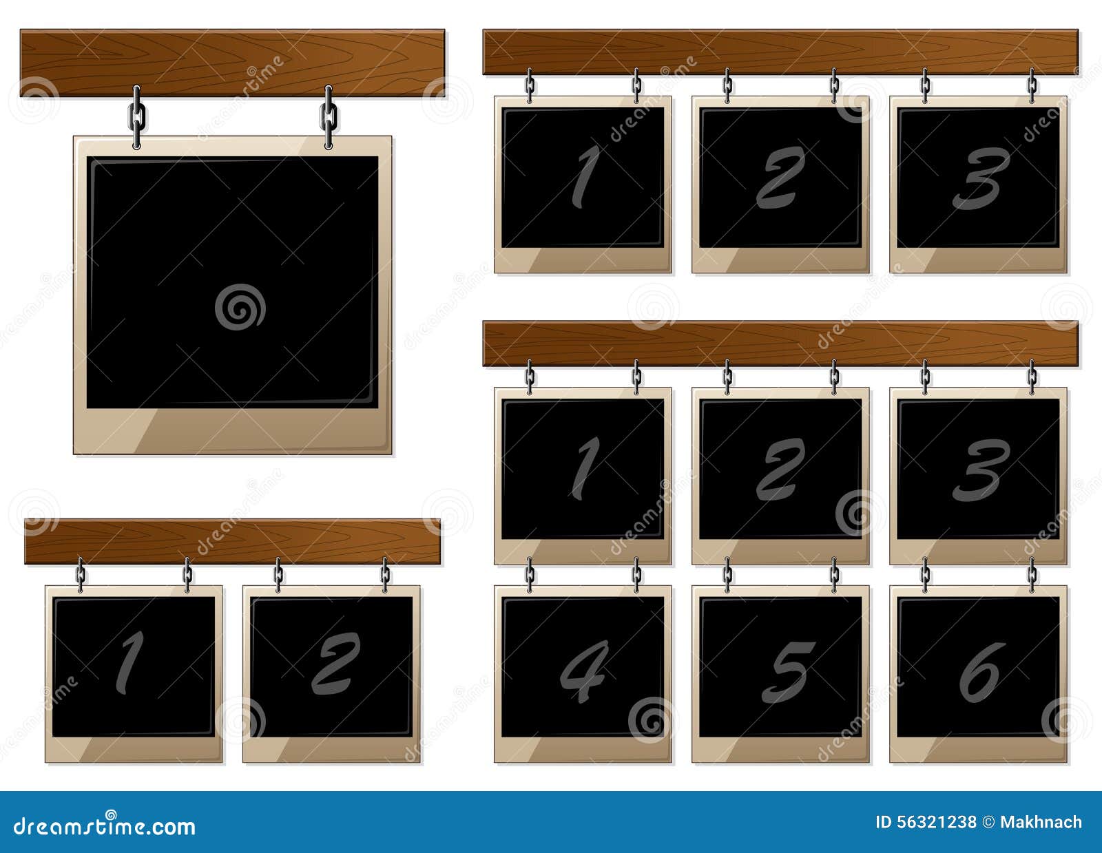 Set of Wooden Boards with Empty Frames Stock Vector - Illustration of ...
