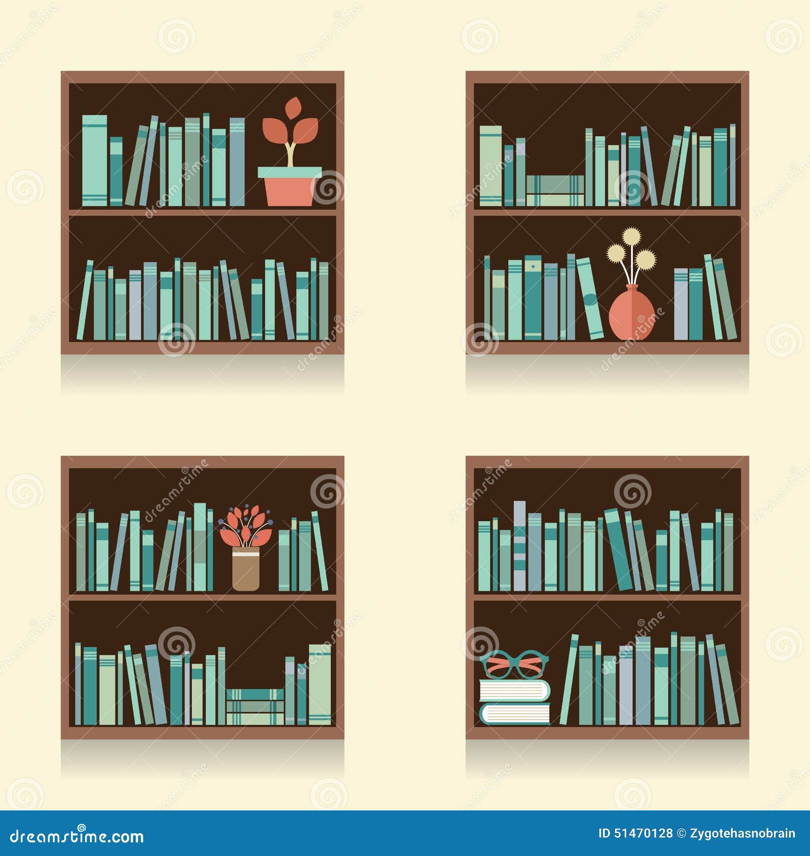 Set Of Wooden Bookshelves On Wall Vector Illustration | CartoonDealer ...