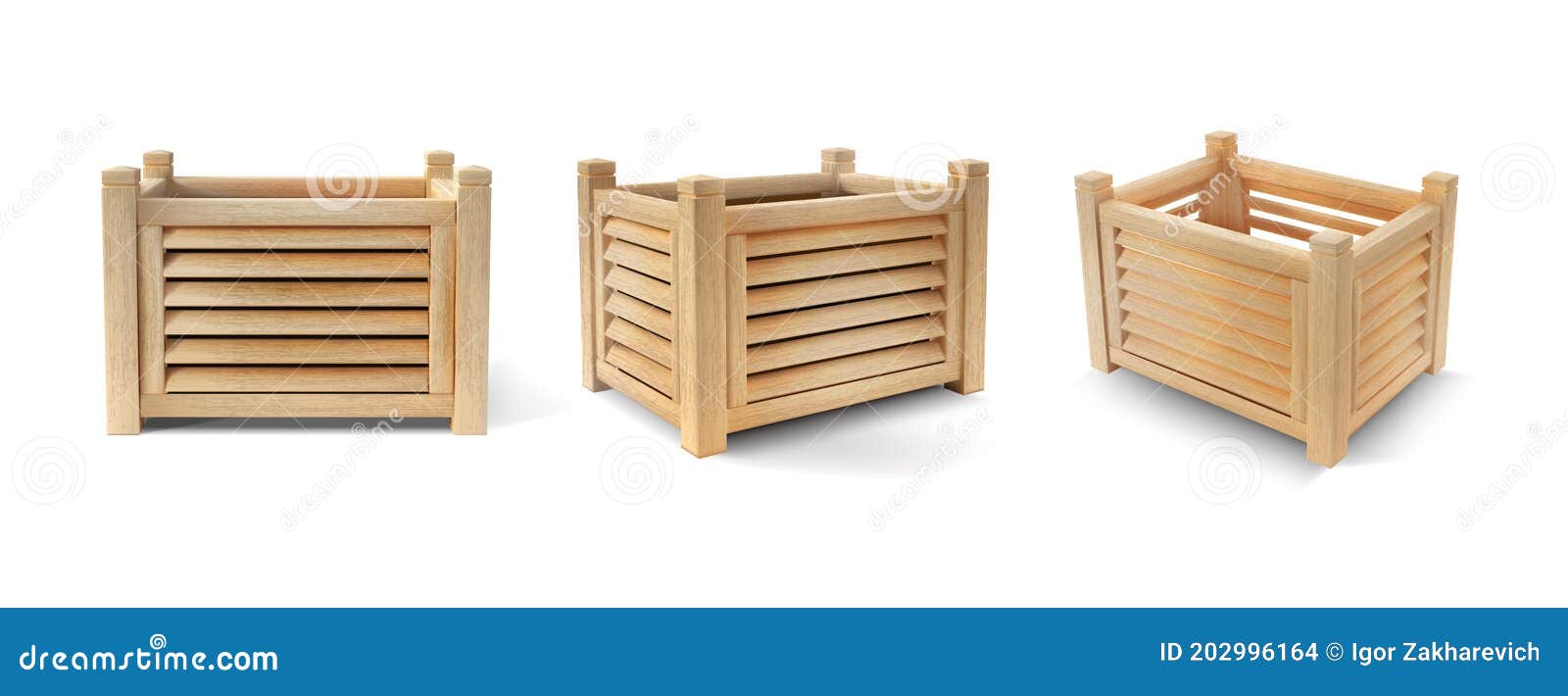 Set of Wooden Boxes in Different Angles Stock Vector - Illustration of ...