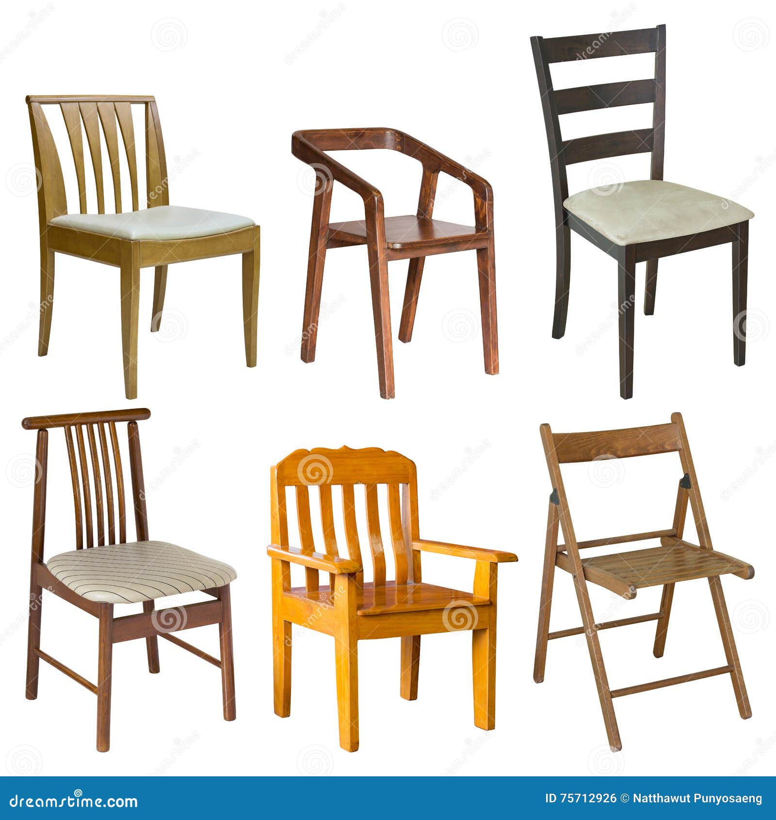Set of Wooden Chair on White Stock Photo - Image of living, elegance ...